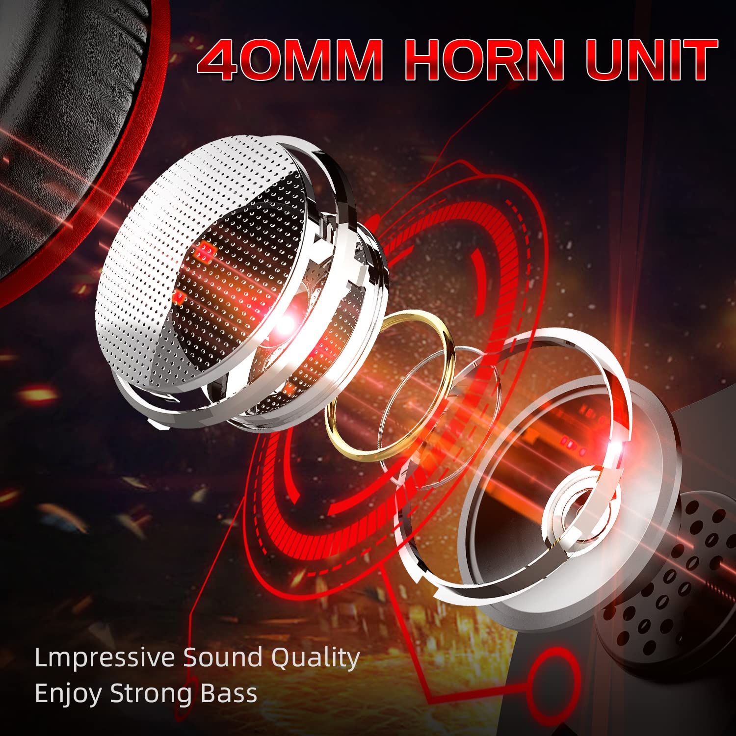 TUMAN Pro Gaming Headset with Microphone for Playstation 5,with RGB Lights and Stereo Channels,3.5mm Jack for PC Xbox One PS5,Comfort Upgrade (Red)