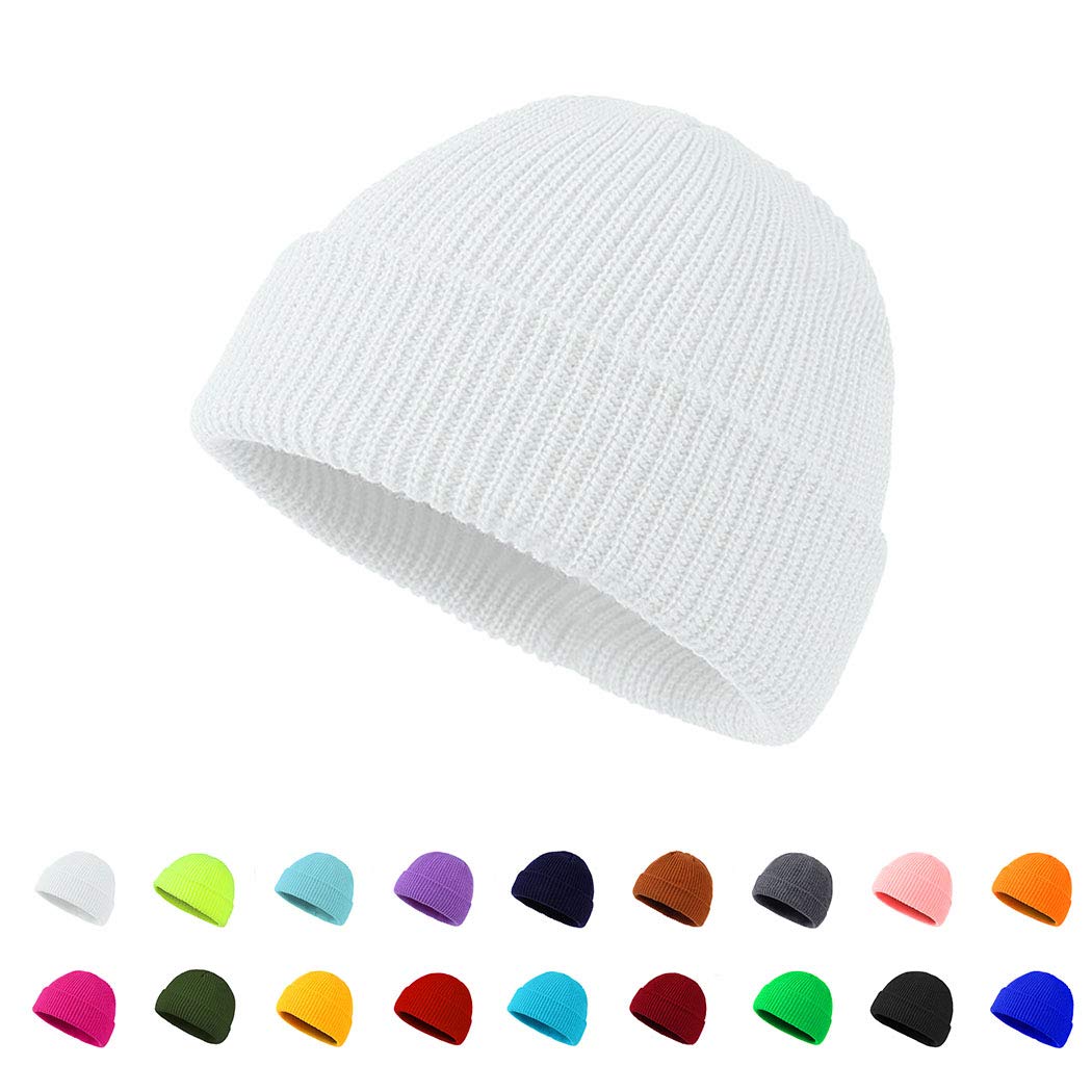 Winter Beanie Hats Unisex Beanie Knit Caps Classic Warm Winter Hats (White)