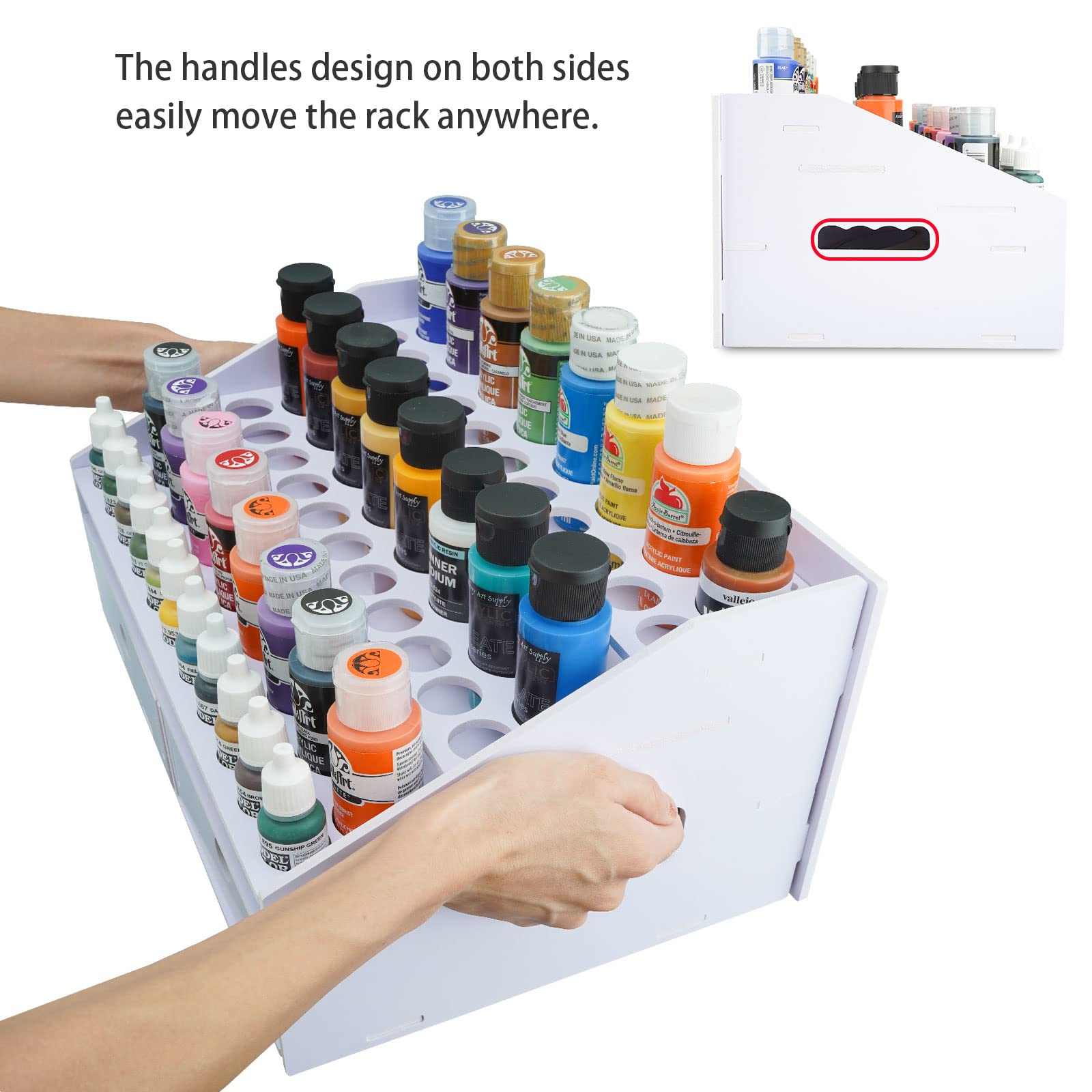 SANFURNEY Paint Rack Stand Pigment Ink Bottle Paints Tool Storage with Cabinet Holder Organizer for 57 Bottles of Paints