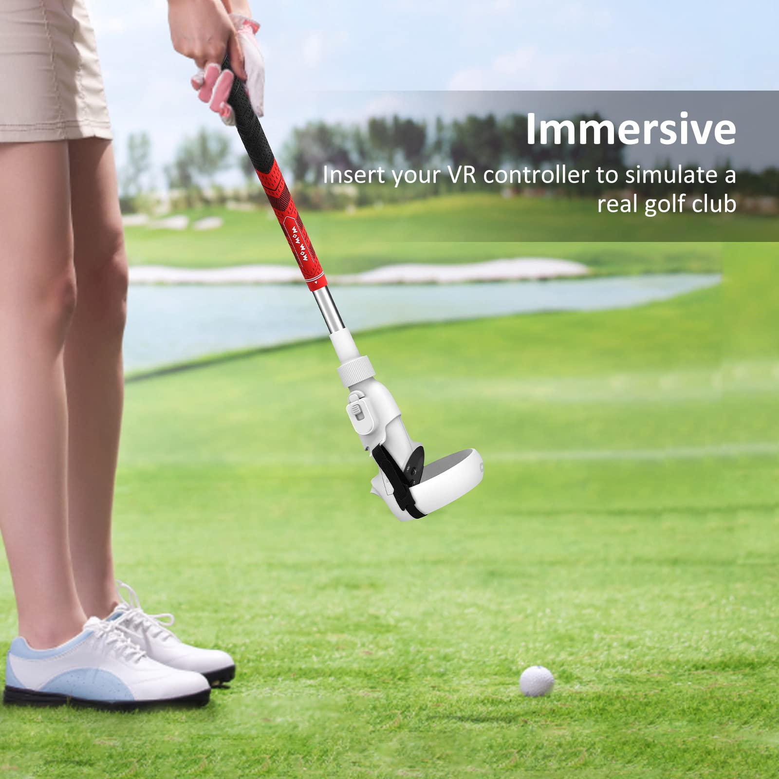 ZHNNT 2PCS VR Golf Club for Oculus Quest 2 Accessories,Golf Club Attachment with 2 Controller Covers, Oculus Quest 2 Golf Club Adapter Realistic Grip to Provide Realistic Gaming Experience