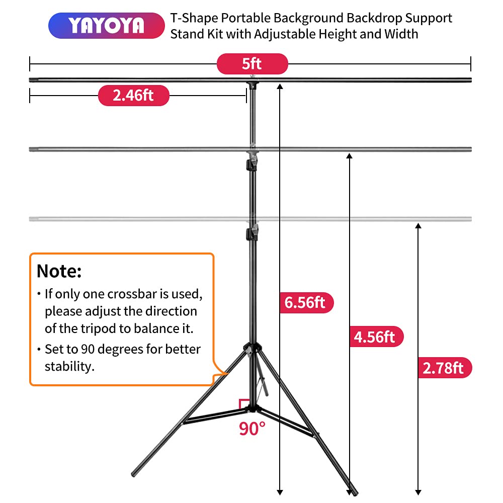 White Greenscreen Background T-Shape Portable Backdrop Stand, YAYOYA 6.5 X 5 Small White Background Green Screen Backdrop Stand Kit, Photo Backdrop Stand with Bag & Clamps for Photography Streaming