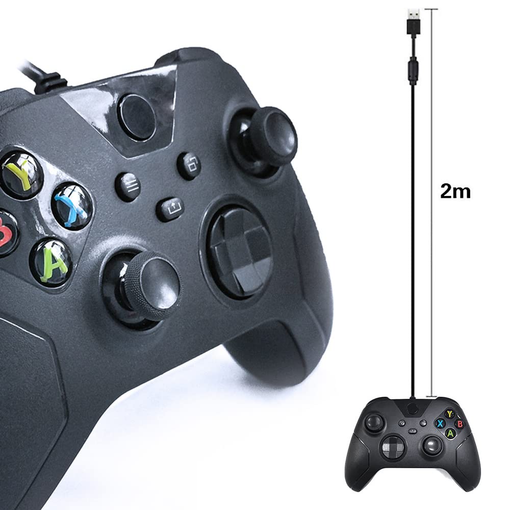 VISIONHMD Enhanced Wired Controller for Xbox Series X|S With 4 Remappable Buttons, 4 Motor Vibration and 3.5mm Stereo Headset Jack, Compatible with Xbox One and PC/Laptop(Windows7/8/10)-Black