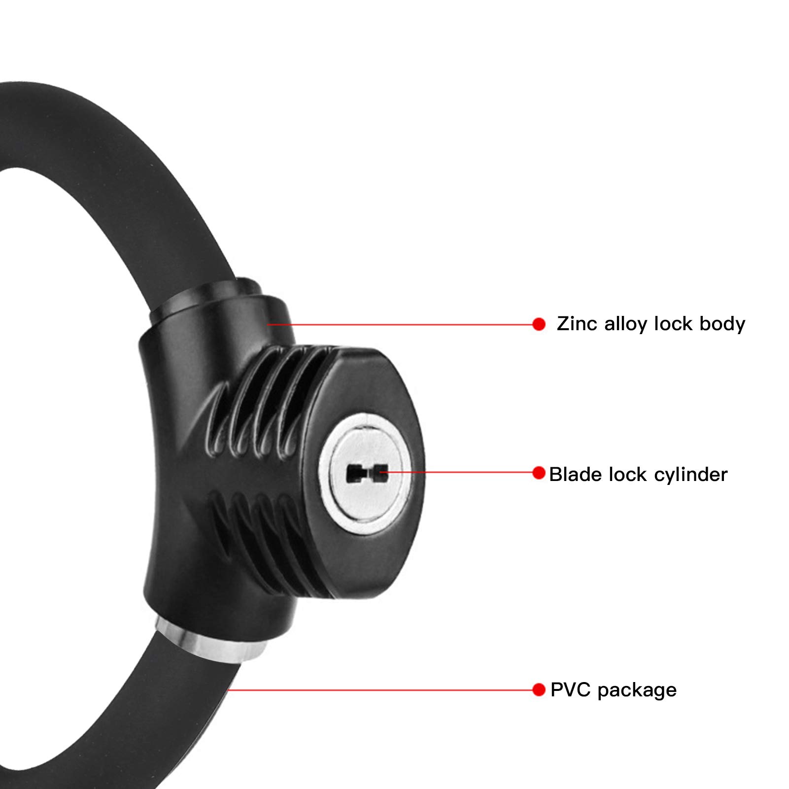 Tomantery Bicycle Chain Lock Reflective Black for Cable Lock for Bicycle Lock for Motorcycle Lock for Chain Lock(Matte Black)