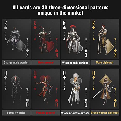 WJPC Waterproof Playing Cards,Plastic Playing Cards,Deck of Cards ,Game and Party Poker Cards (Knight Gold)