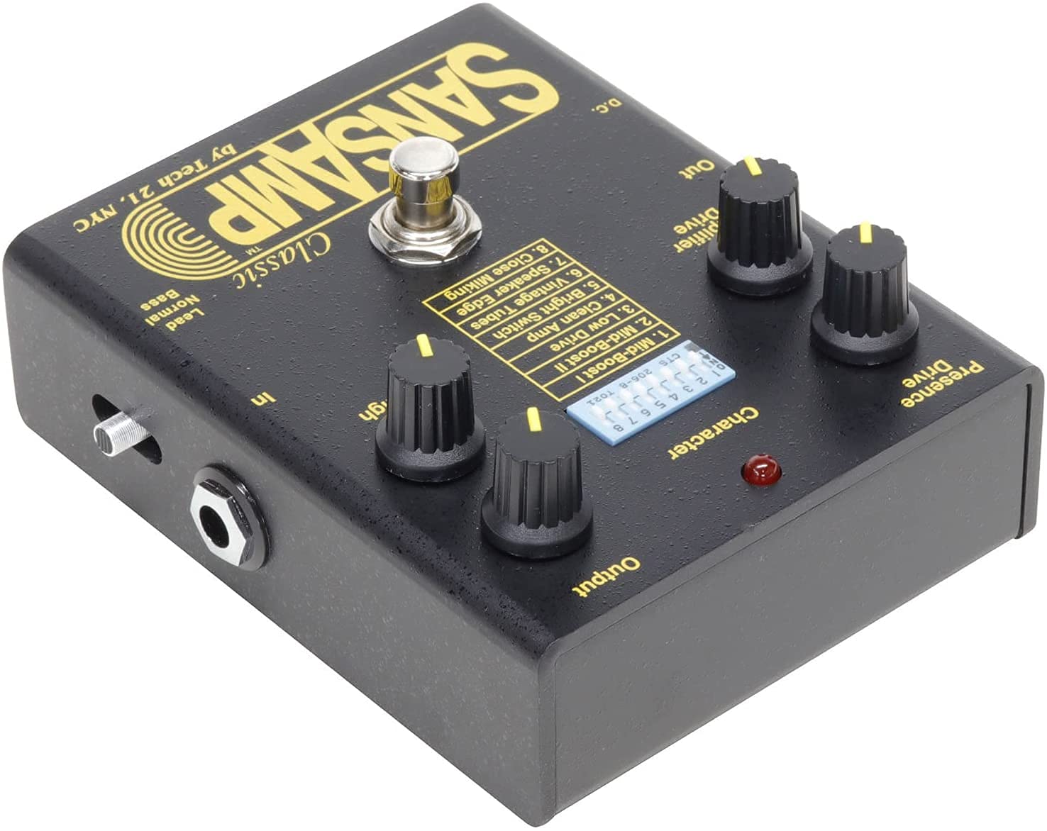 Tech 21 SansAmp Classic Tube Amp Emulator Pedal Bundle with Power Supply and MXR 10ft Instrument Cable