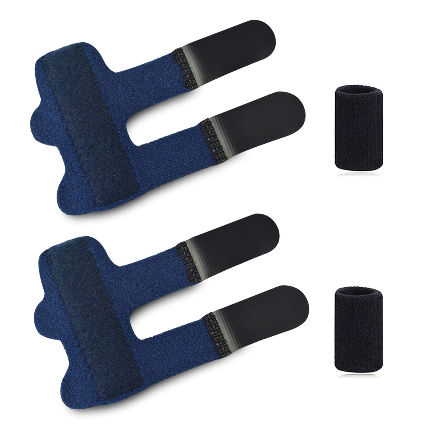 SUHINFE Trigger Finger Splints (2 Sets), Lightweight Sport Finger Sleeves and Finger Brace for Mallet Finger, Middle Finger, Pinky Finger, Arthritis, Broken Finger