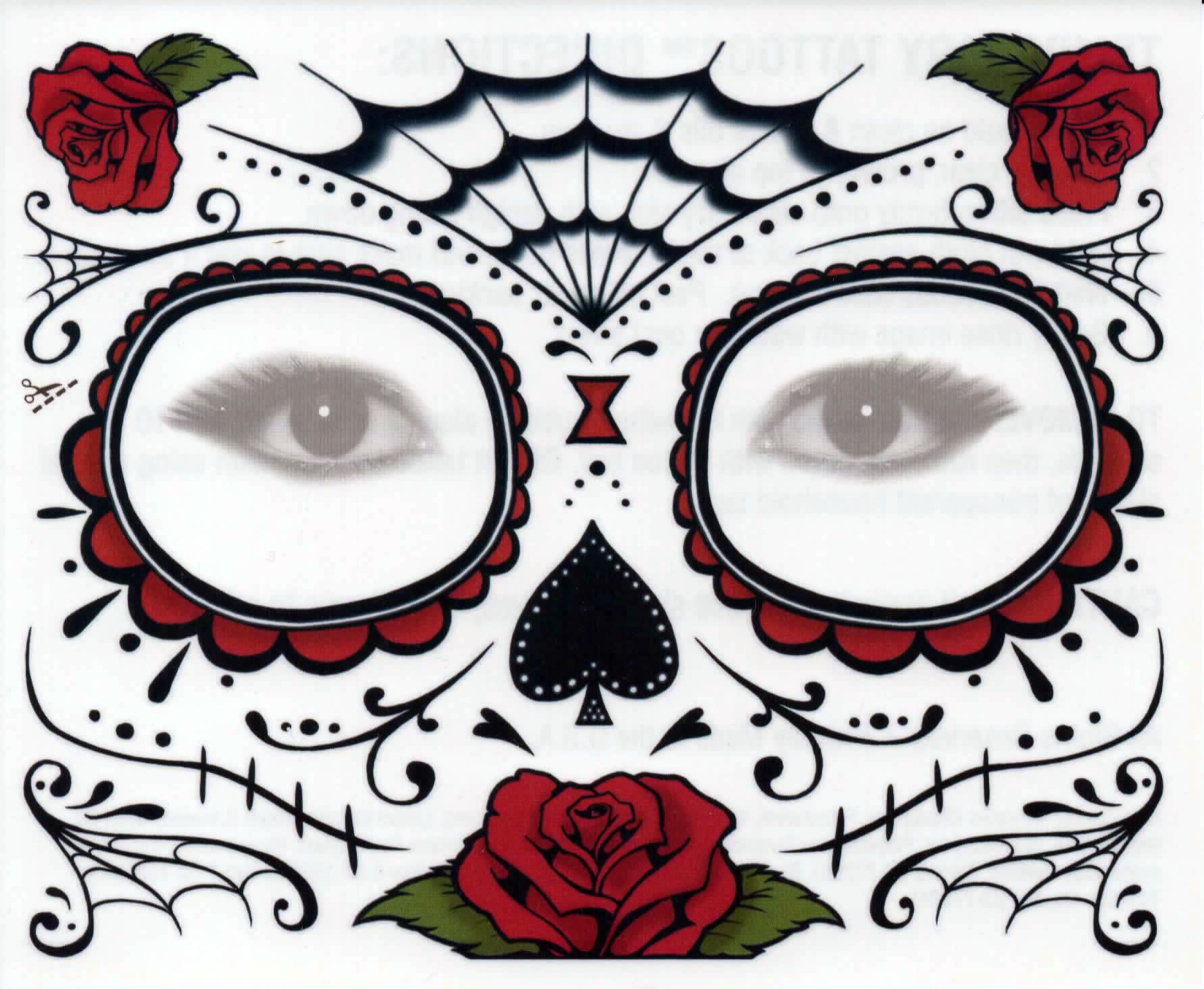 Sugar Skull Temporary Tattoo Rose Design (3 Tattoo Kits)