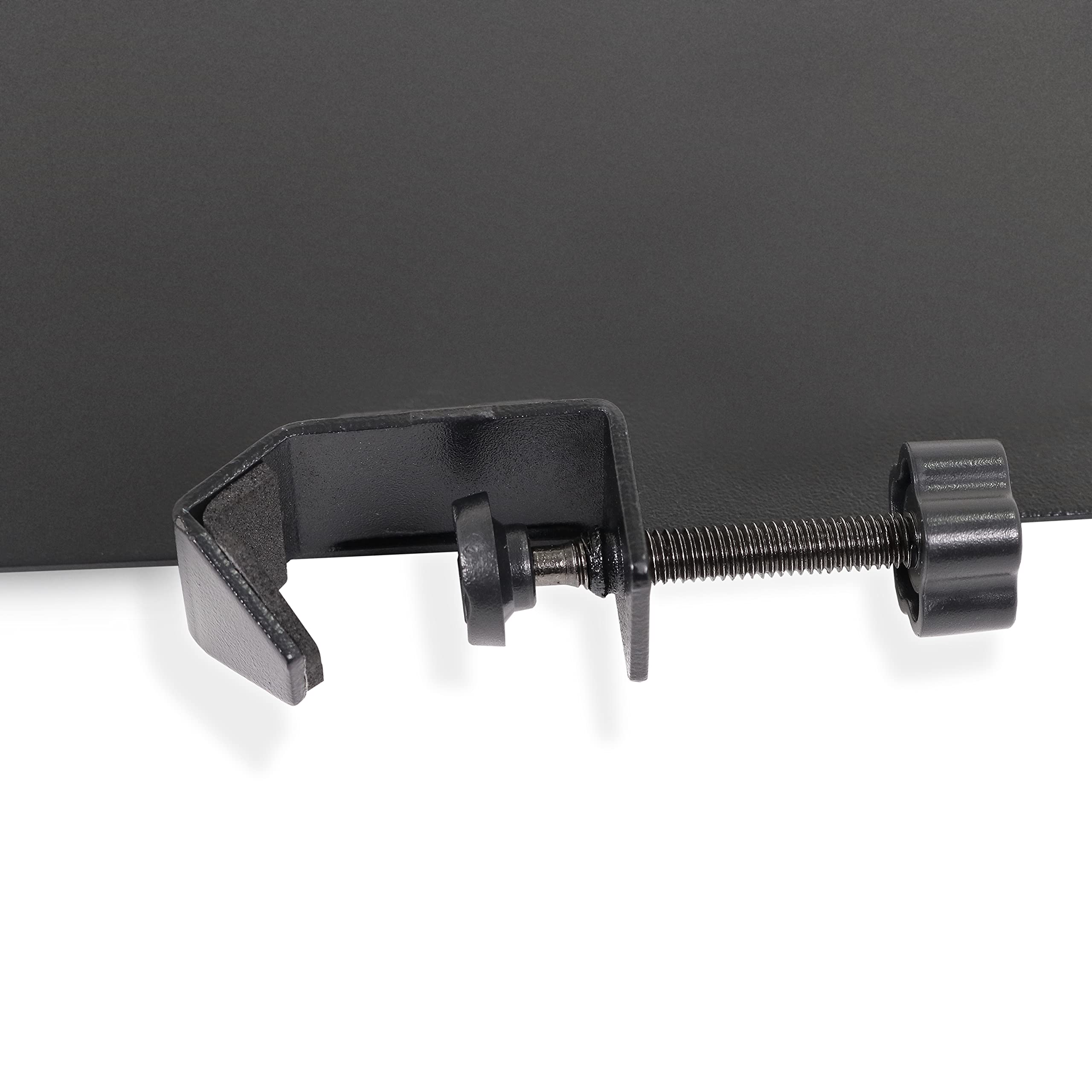 Techsol Microphone Stand Accessory Tray Clamp-On with Drink Holder in Black Steel 7.8 x 8.6 inches (20 x 22 centimeters)