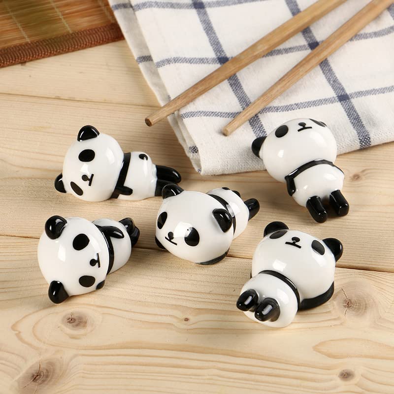 STJDM APULM Panda Chop Stick Rest 5 Different Shapes Ceramic Giant Panda Home Decoration Suitable for giving gifts to relatives and friends