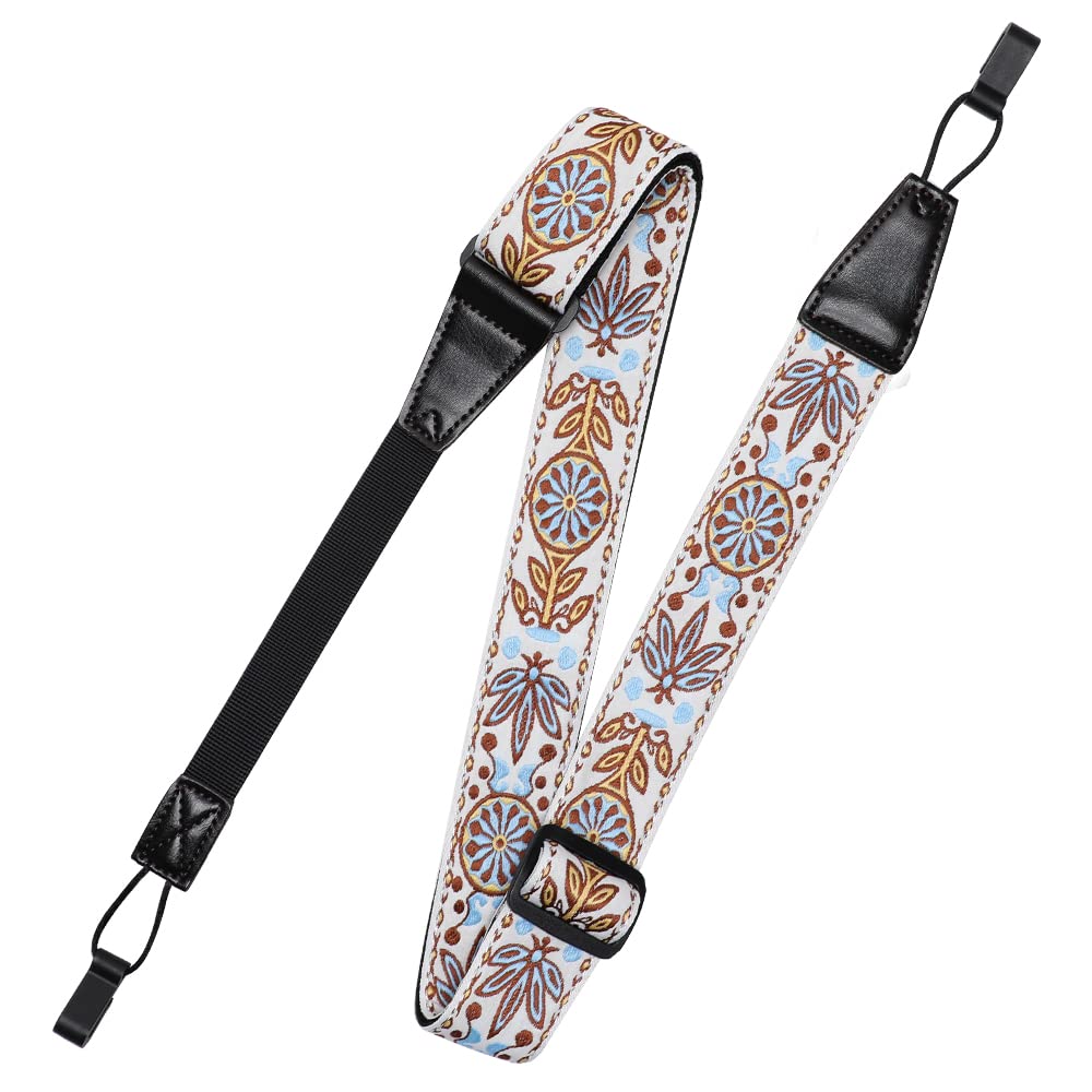 Ukulele Strap No Drill, IHOBOR Adjustable Double J Hook Uke Shoulder Strap, Premium Jacquard Dandelion Clip on Ukelele Strap, Easy to Use and Fit Most Standard Uke Sizes