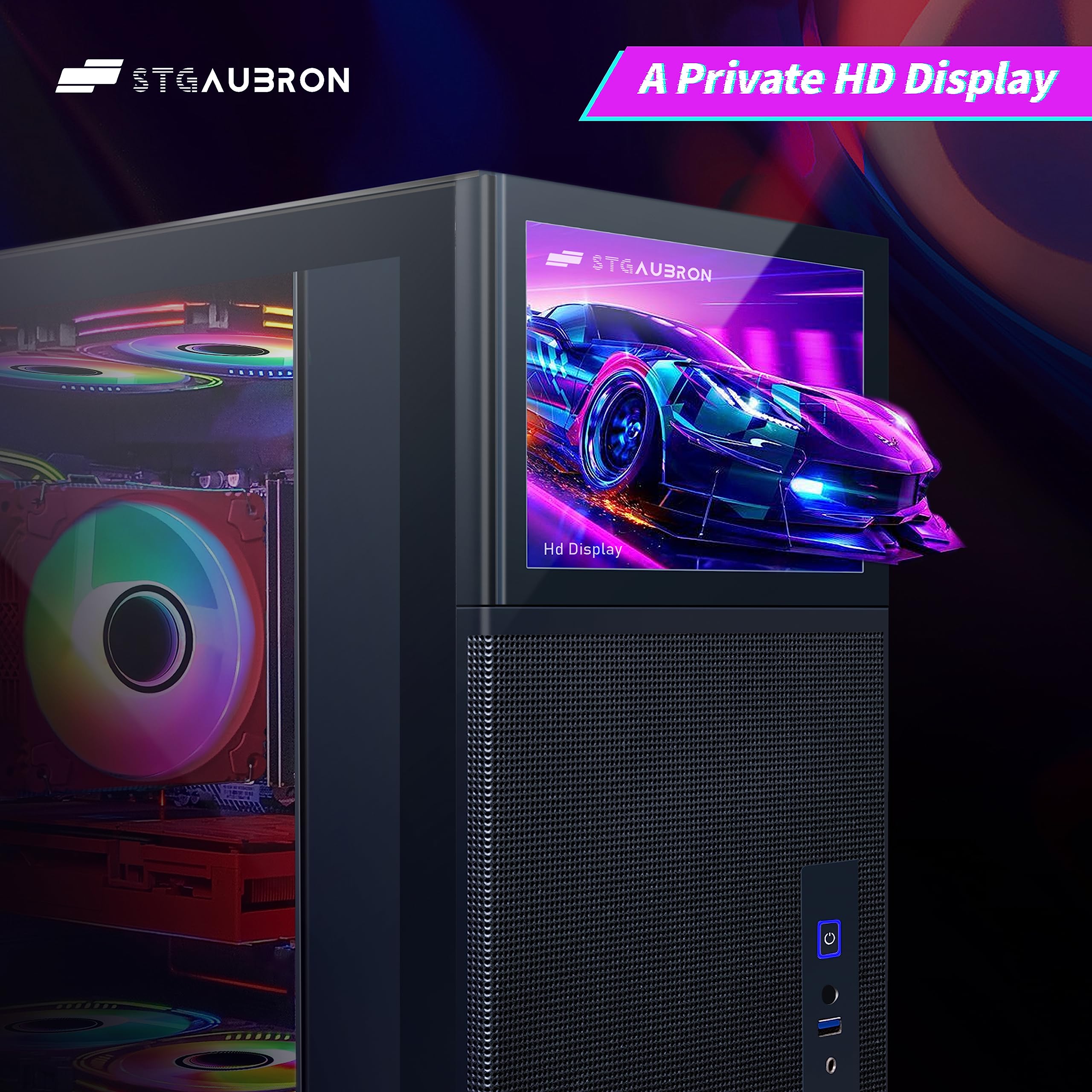 STGAubron Gaming Desktop PC,Intel Core i7-11700KF up to 5.0G,32G DDR4,2T SSD,GeForce RTX 3060 12G GDDR6,600M WiFi,BT 5.0,RGB Fan x 6,RGB Keyboard&Mouse,RGB Mouse Pad,W11H64