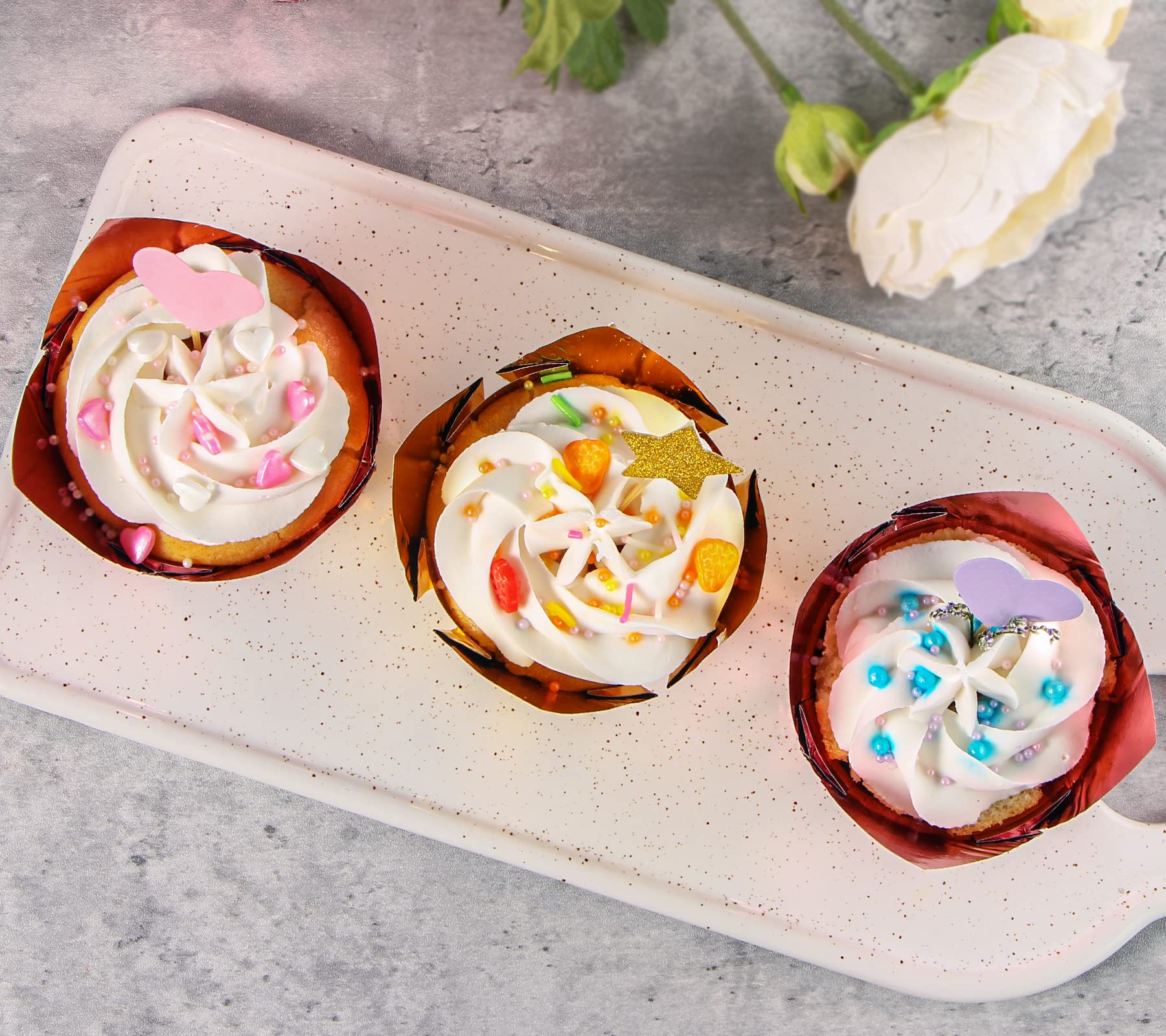 Webake Tulip Cupcake Liners, 100pcs Gold Muffin Liners Baking Cups, 3.5 Ounce Disposable Rose Gold Cupcake Cups, Jumbo Aluminum Foil Cupcake Wrappers for Party, Wedding, Birthday, Christmas