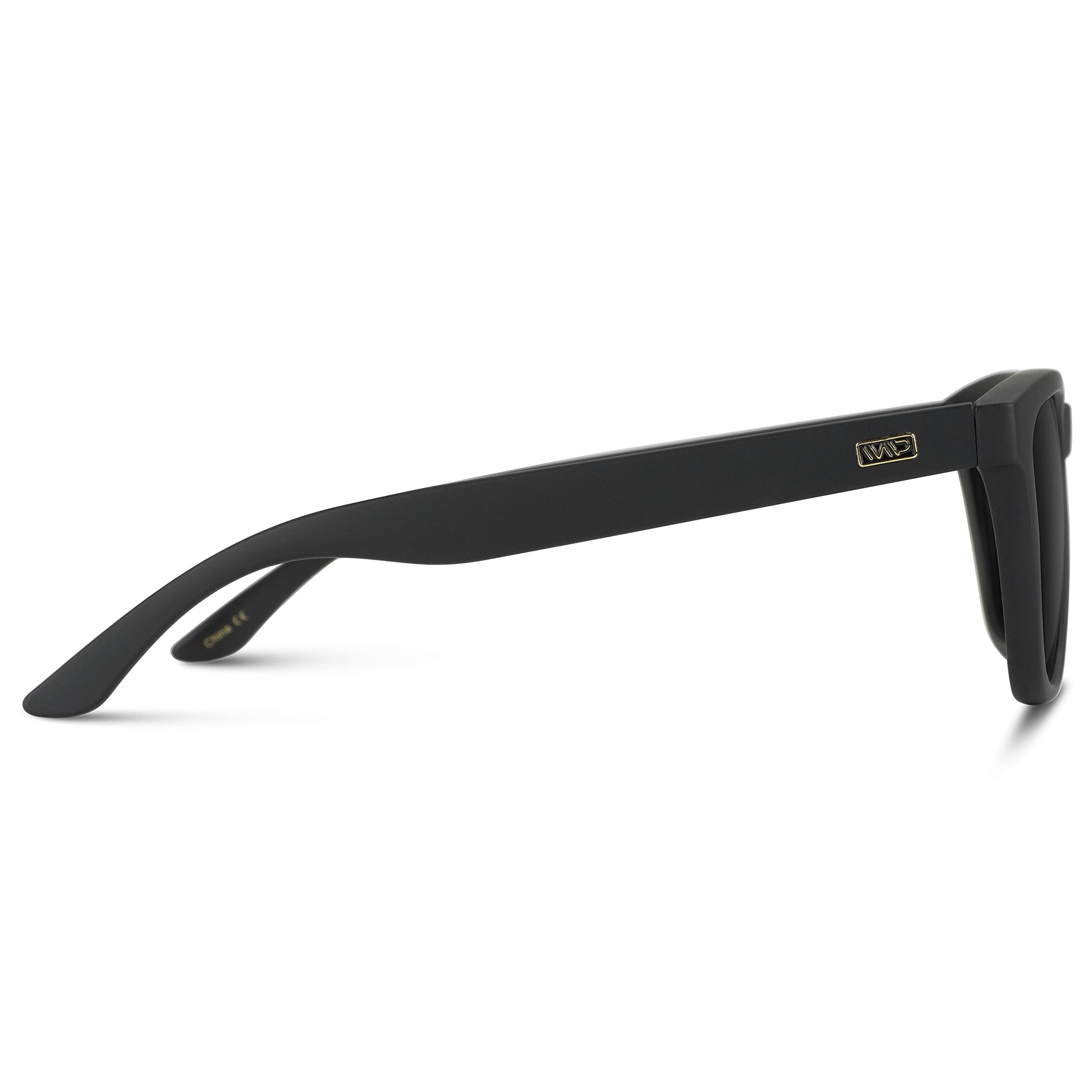 WearMe Pro - Polarized Square Active Running Women Men Classic Mirrored Sunglasses (Black Frame/Black Lens, 60)