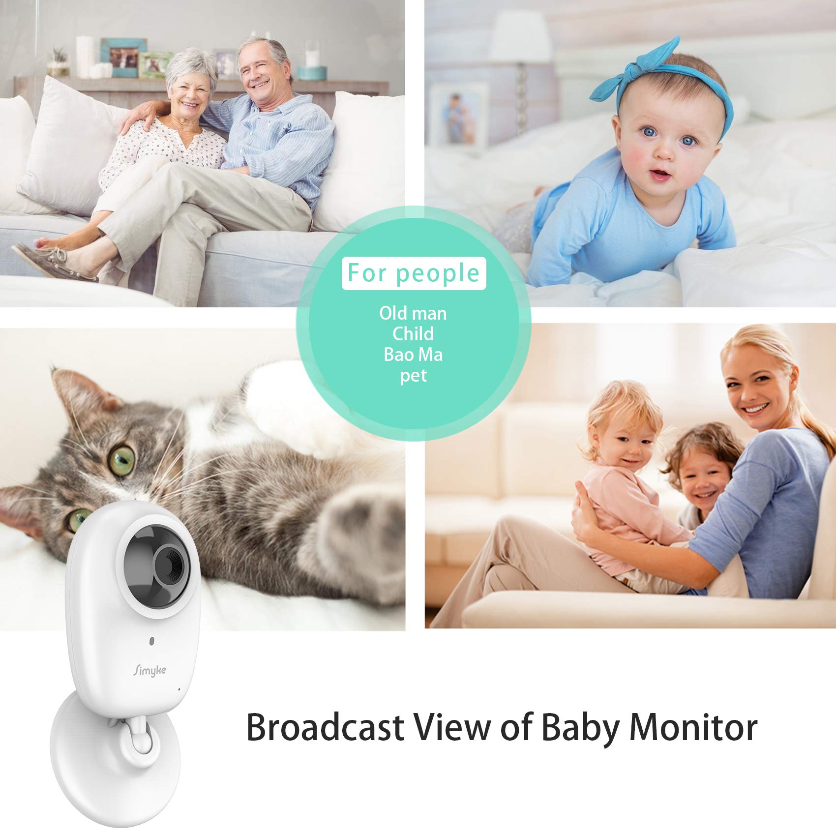 Simyke Additional Camera Add-on Baby Monitor Camera Unit for U0s Video Baby Monitor System