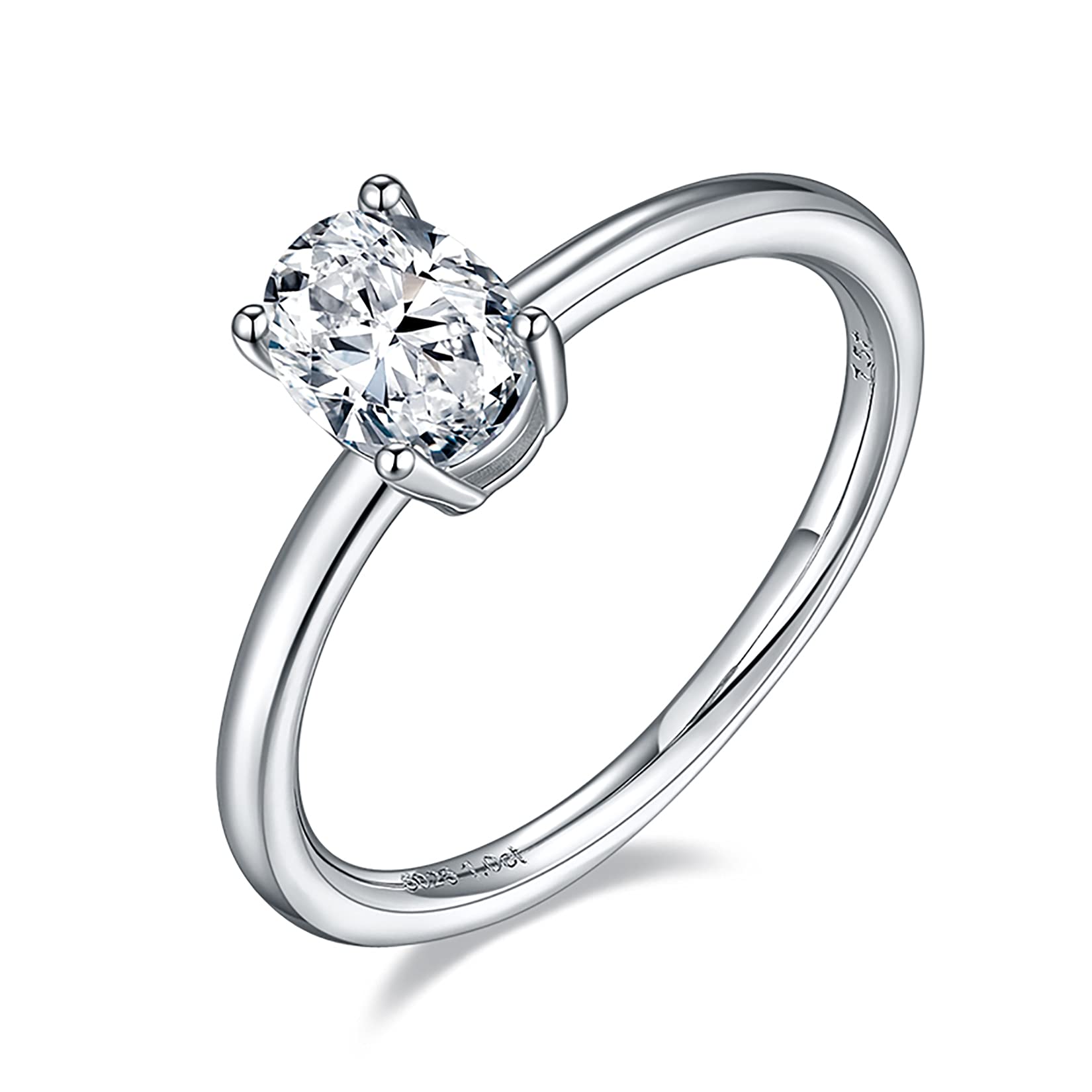 VIKI LYNN 1ct Moissanite Ring Oval-cut Sterling Silver Wedding Engagement Anniversary Thin Band Ring for Women