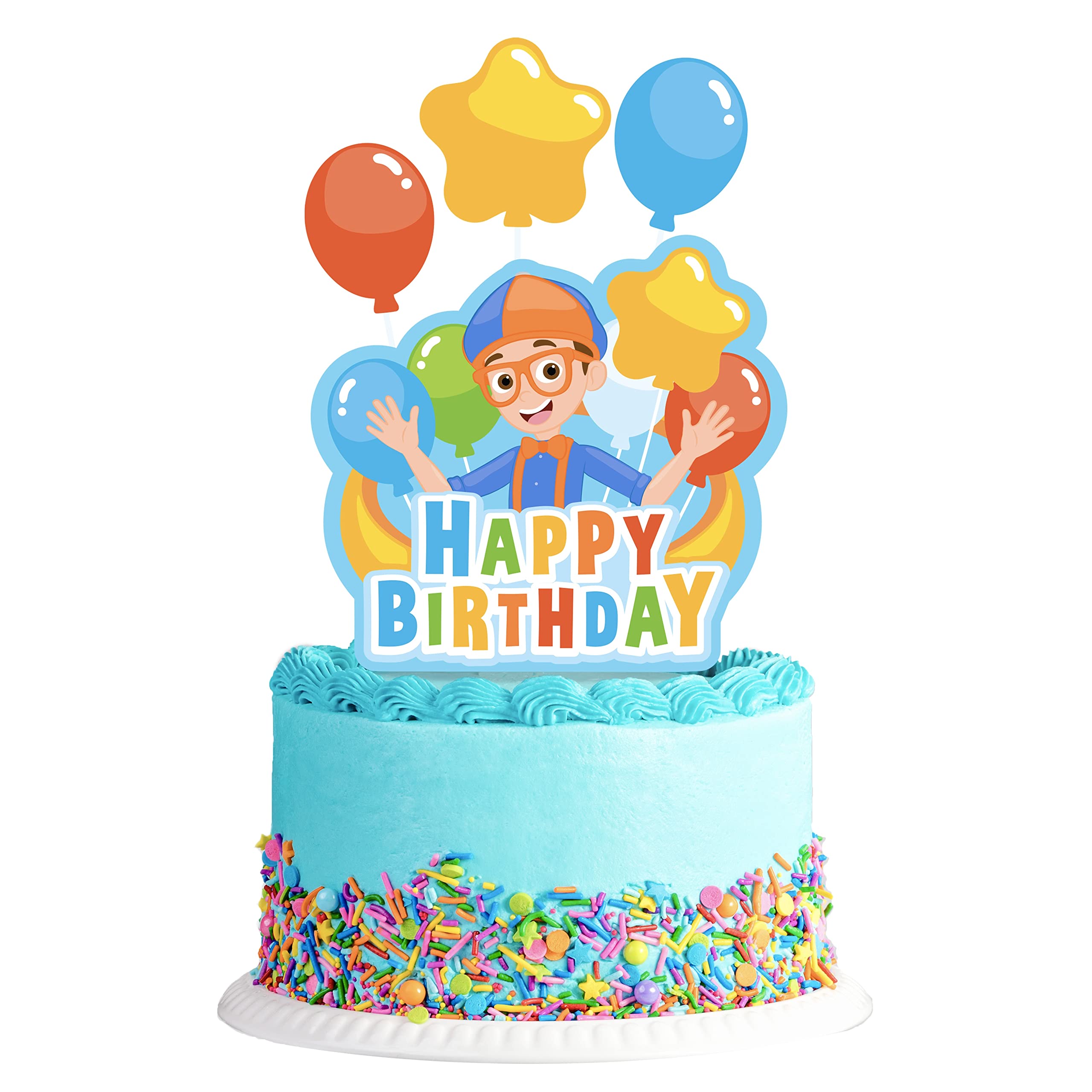 Treasures Gifted Officially Licensed Blippi Cake Topper - Blippi Cake Decorations - Blippi Birthday Party Supplies - Blippi Cake Toppers - Blippi Birthday Cake Topper - Blippi Party Supplies