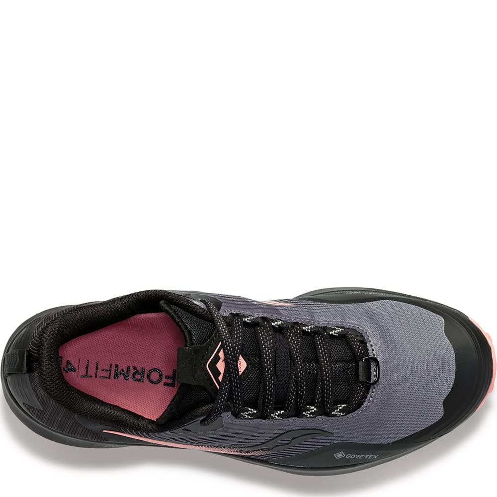 Saucony Women's Peregrine 12 Gore Tex Trail Running Shoe, Charcoal/Shell, 8