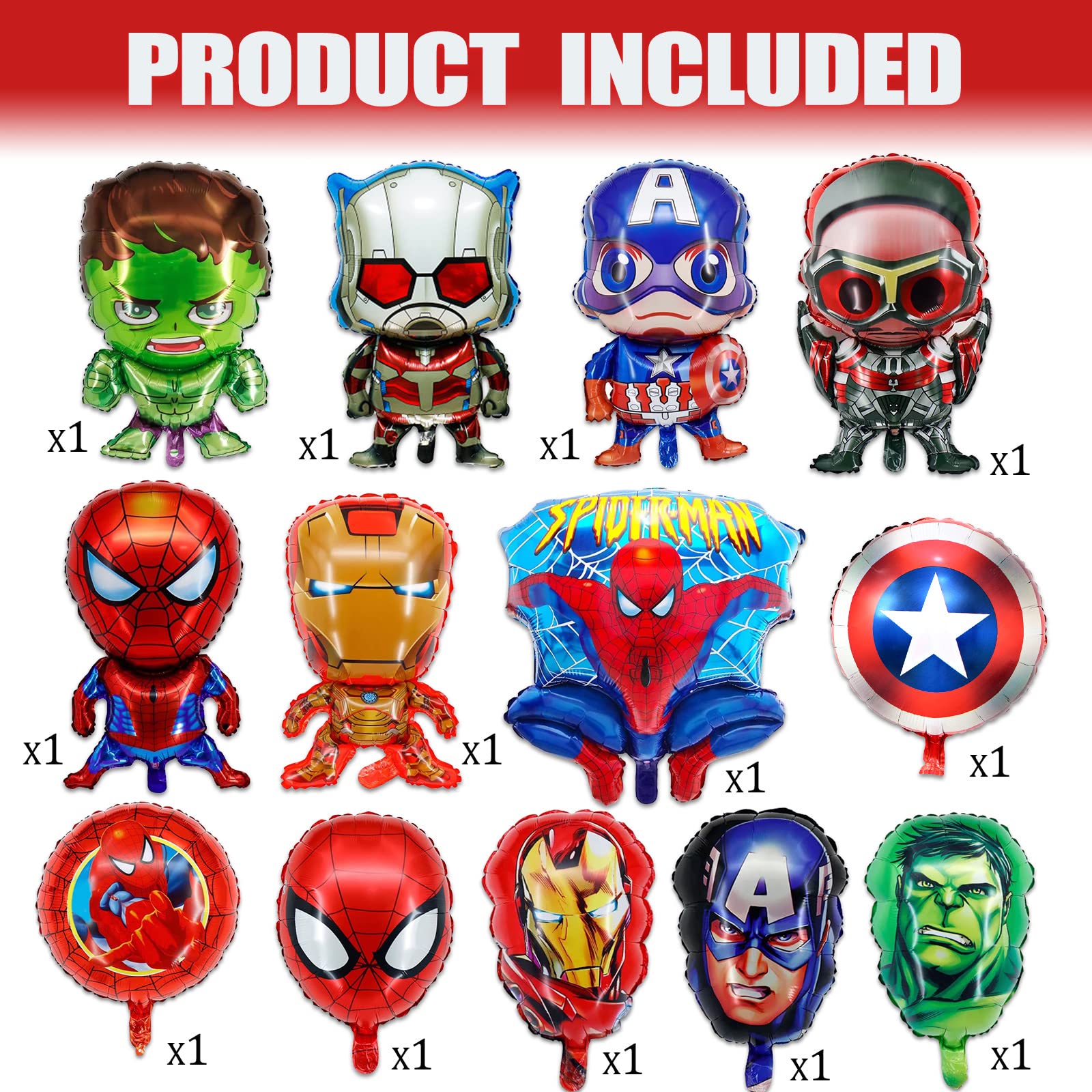 Superhero Balloons for Kids Birthday Baby Shower Super Hero Theme Party Decorations (Superhero)