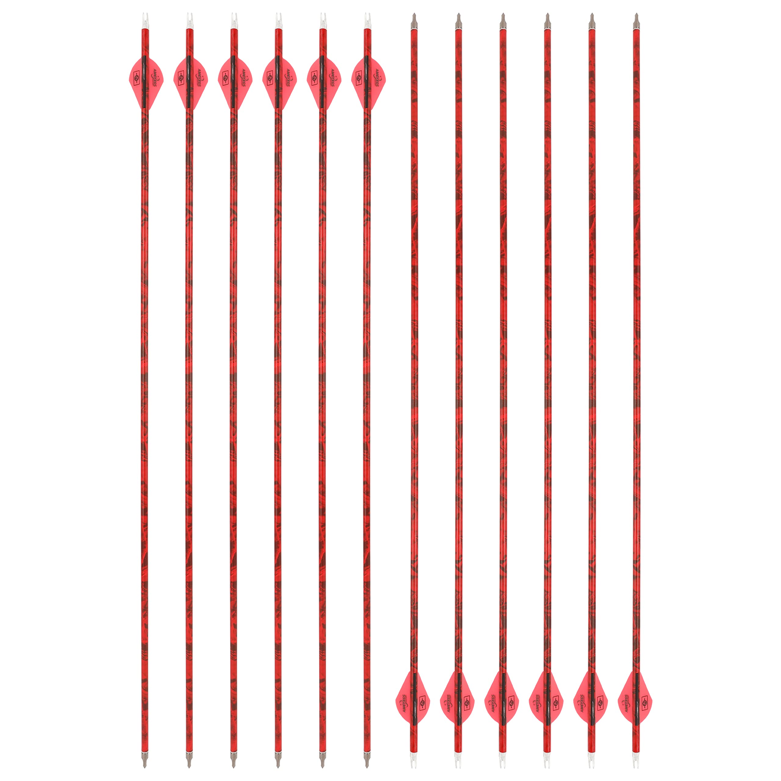ZSHJGJR 30" Carbon Arrows Archery Hunting Arrows Spine 500 with Removable Tips Targeting Practice Arrows for Compound Recurve Bow (12, Red)