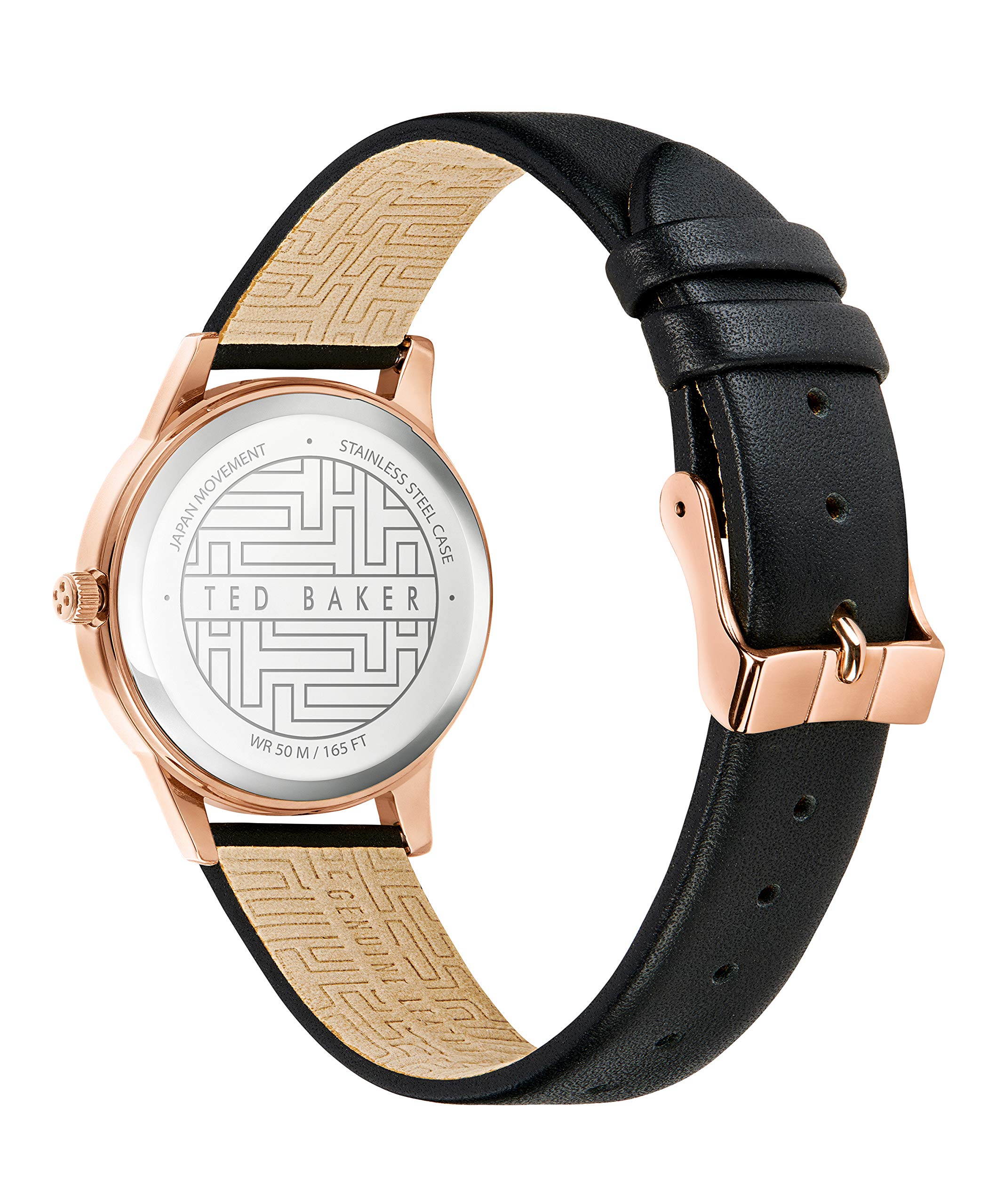Ted Baker Fitzrovia Flamingo Ladies Black Leather Strap Watch (Model: BKPFZF0099I)