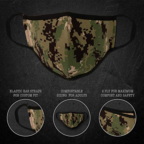 Reusable Washable Military Grade Cotton Blend Cloth Face Cover, Made in USA (AOR-2/NWU-3, 1)