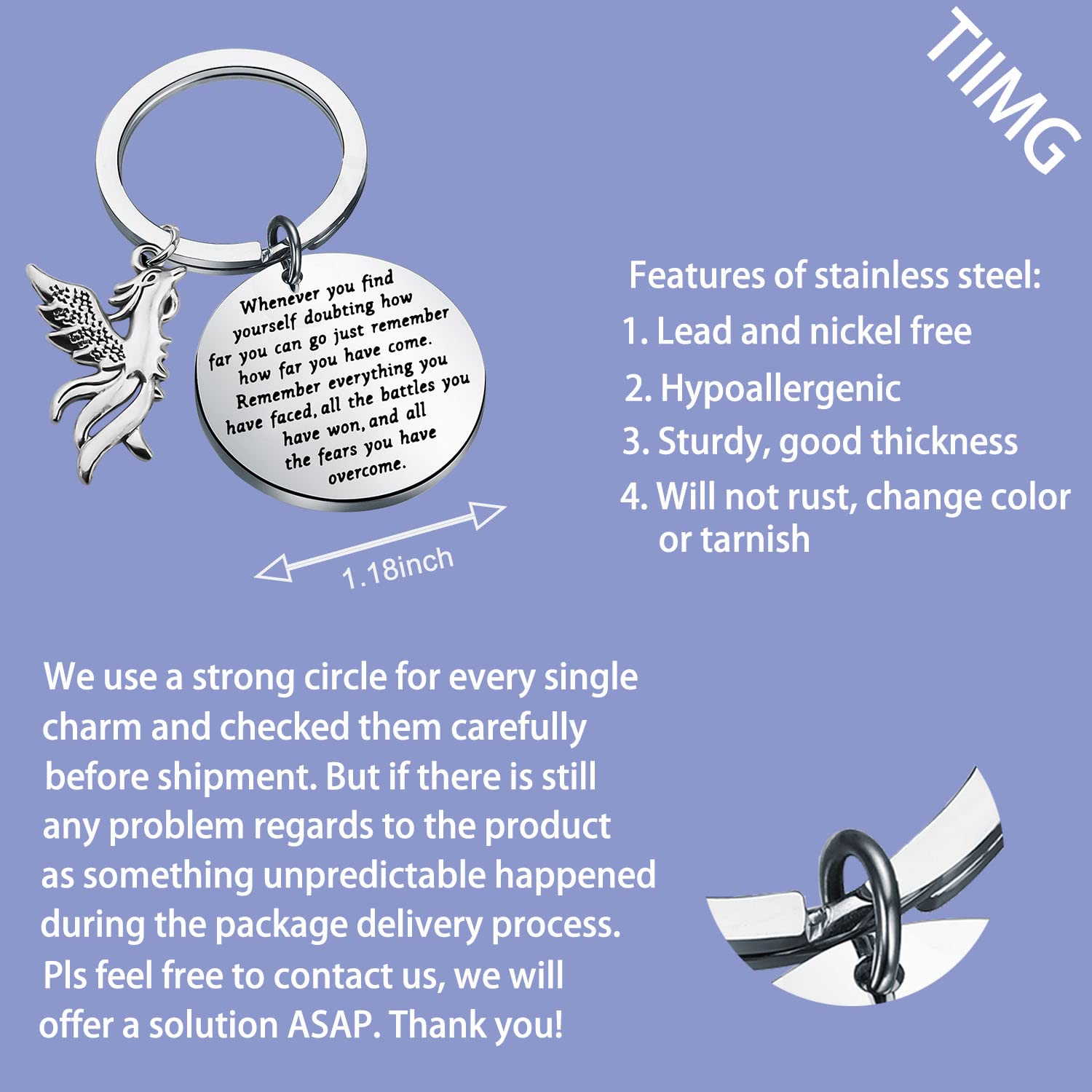 TIIMG Rising Phoenix Nspirational Gifts Phoenix Keychain New Beginning Jewelry Gift For Women Wife Lover (Phoenix whenever)