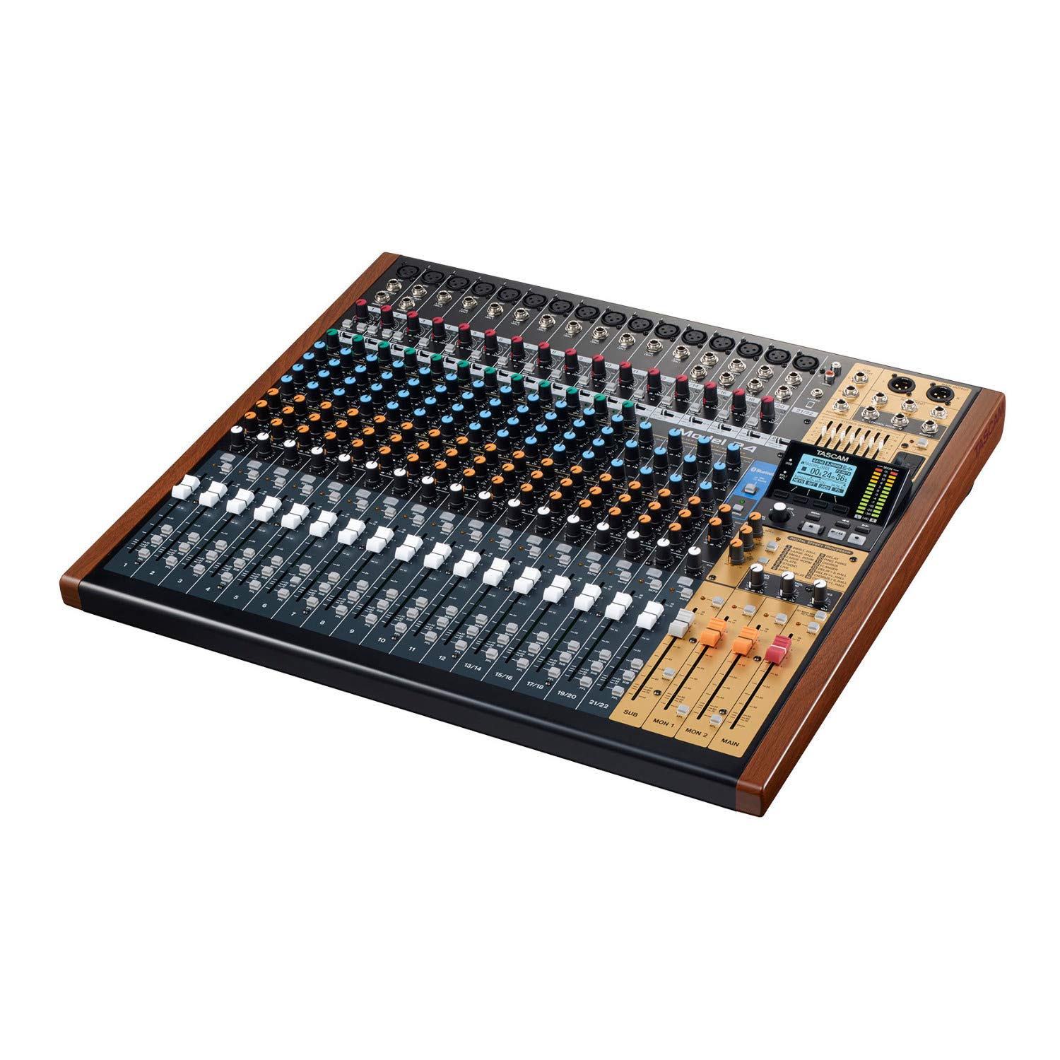 Tascam Model 24: 24-Channel Multitrack Recorder Bundle with Integrated USB Audio Interface and Analog Mixer with Studio Monitor Closed-Back Headphones, XLR Cables, and TRS Cables (8 Items)