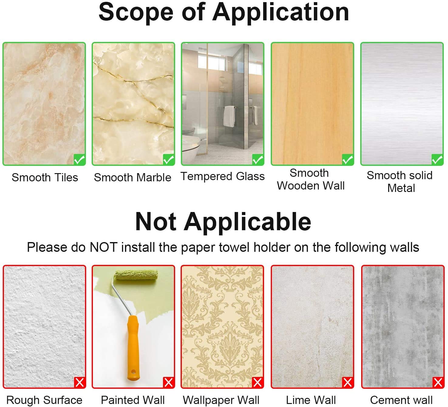 SMARTAKE Paper Towel Holder with Adhesive Under Cabinet, Wall Mounted & No Drilling, Rustproof Removable Kitchen Towel Holder for Home, Easy Tear, Silver
