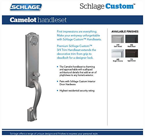 Schlage Lock Company FCT58 Camelot Exterior Only Handleset, Satin Nickel