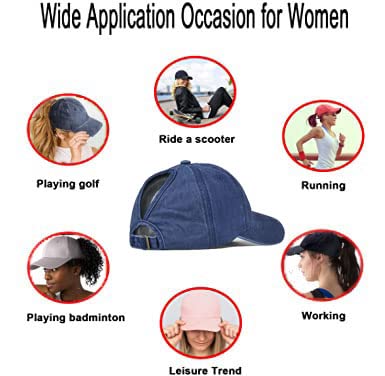 WXBYX Baseball Cap Women's Distressed Casual Cap Versatile Washed Dad Cap with Ponytail Hole for Running Workouts and Outdoor Activities Sports Cap (Purple)