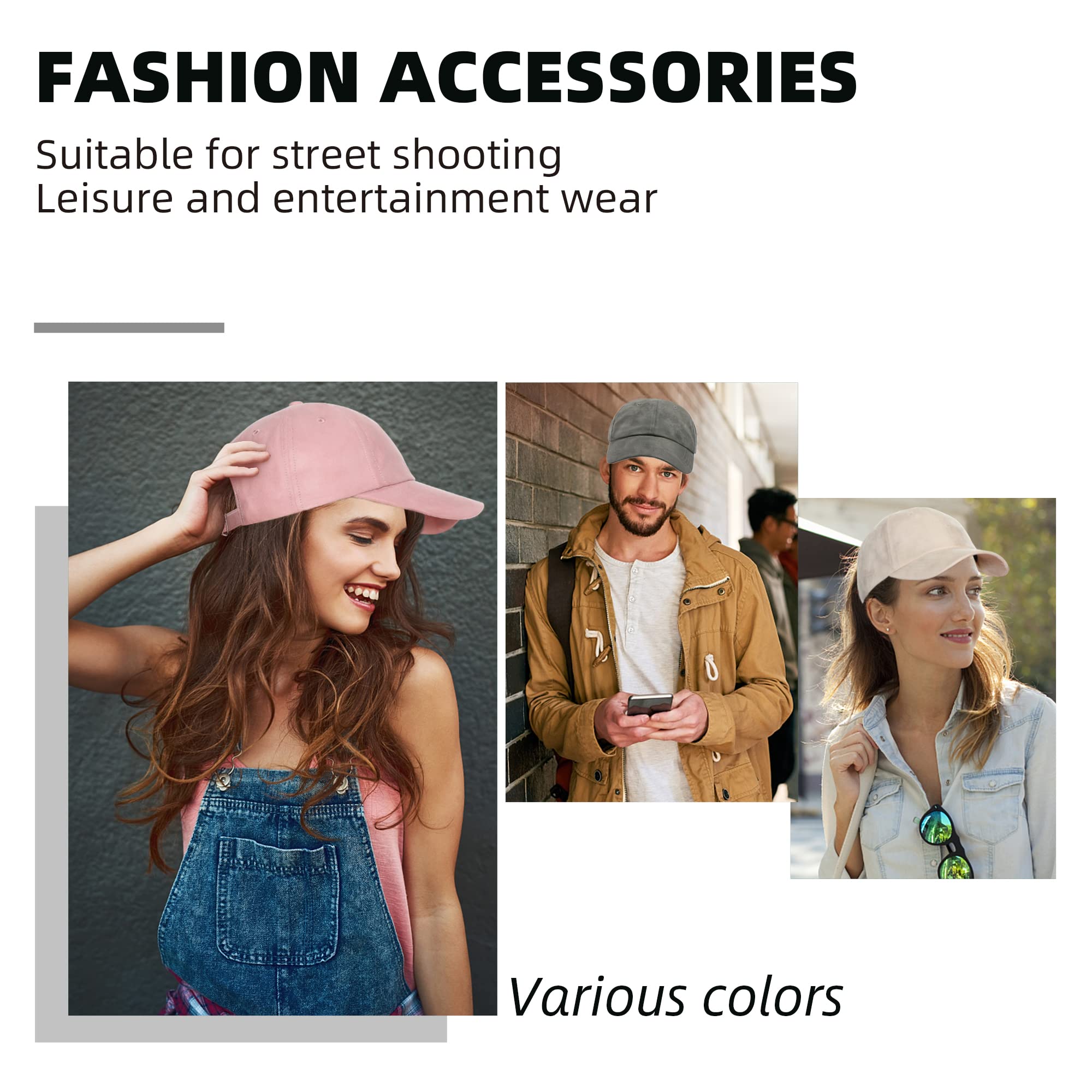 zowya Unisex Plain Faux Suede Baseball Cap Women Men Adjustable Fitted Dad Hat Stylish Vintage Red