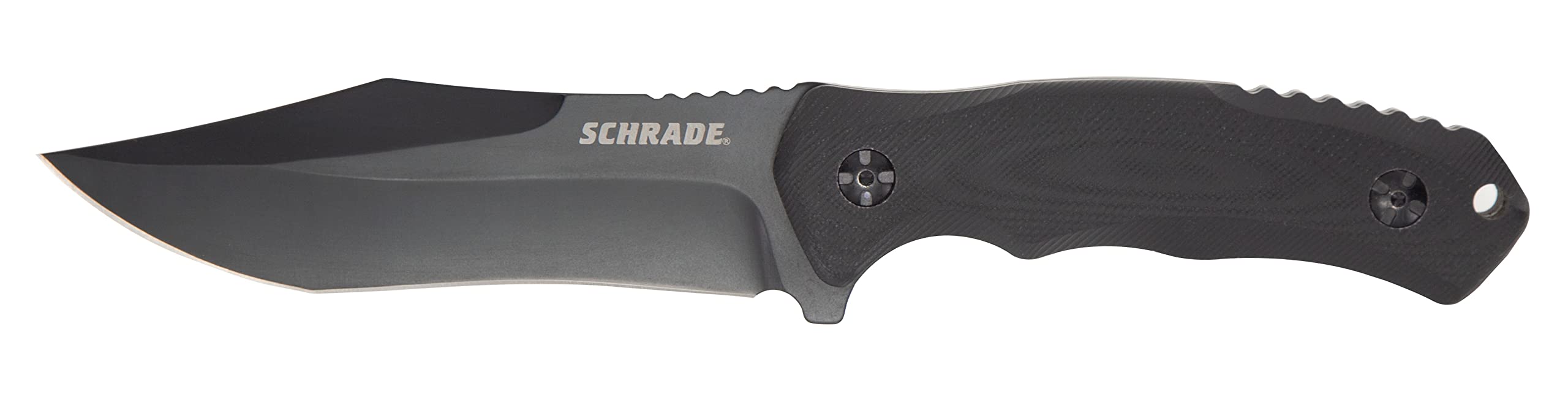 Schrade 1136030 10in Stainless Steel Fixed Blade Knife with 4.75in Drop Point Blade and G-10 Handle for Outdoor Survival, Camping and EDC,Black