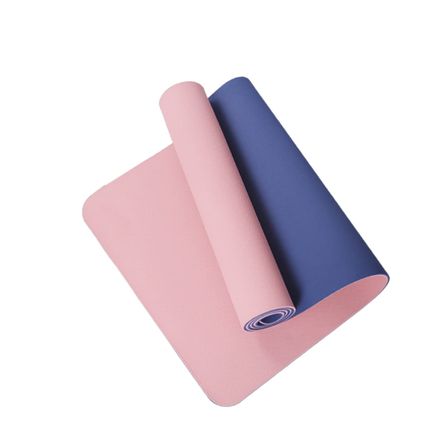 Yoga Mat Double-Sided Color Non-Slip Fitness Mat with Alignment Marks 72”×31.5”×0.3” (Sakura pink+Blue)