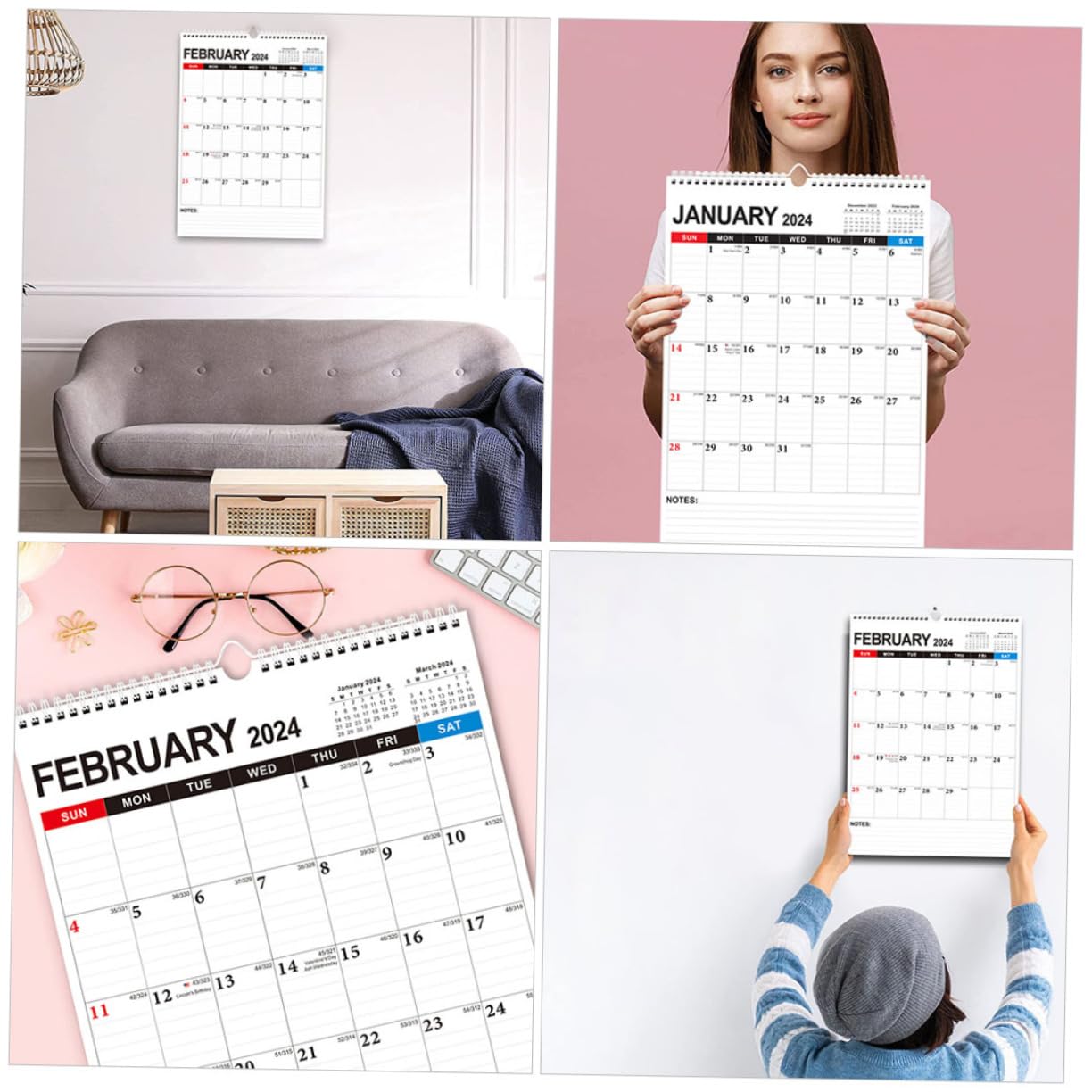 STOBOK Calendar wall s appointment hanging 2024-2025 monthly countdown daily use planning s office small wall Dating Paper simple style Wall Wall Calendar