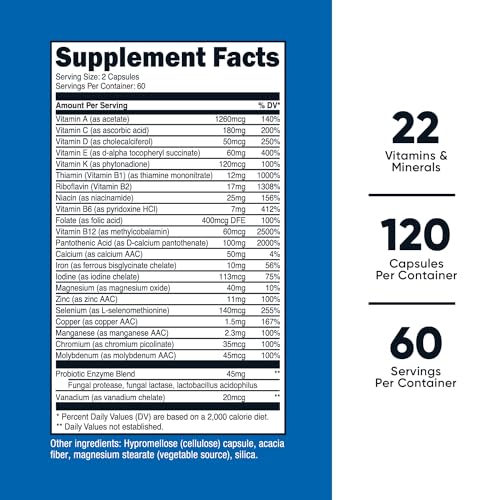 Nutricost Multivitamin with Probiotics 120 Vegetarian Capsules - Packed with Vitamins & Minerals