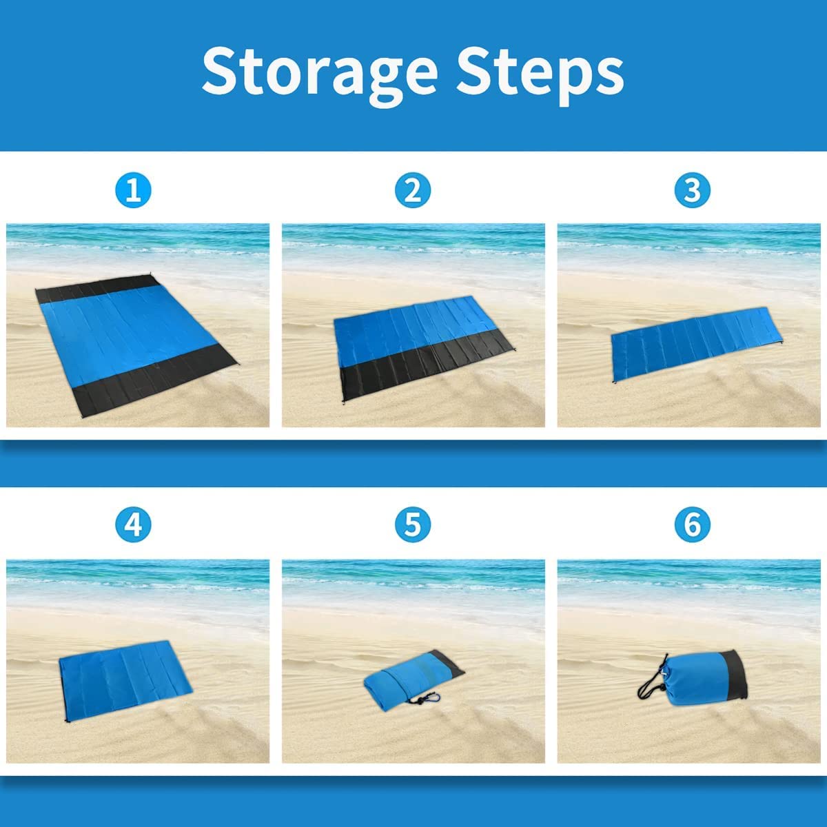 Zoxin 60" X 80" Sandproof Waterproof Quick Dry Medium Size Polyester Beach Mat Beach Blanket for Beach Travel Hiking & Camping Lightweight & Durable with 4 Plastic Stakes & A Carry Bag