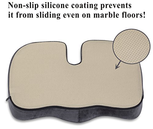 TravelMate Gel-Enhanced Memory Foam Seat Cushion β Perfect for Office Chair & Car Seat Cushion β Helps Relief from Tailbone Pain β Reduce Pressure on Coccyx & Hip β Non-Slip Washable Cover