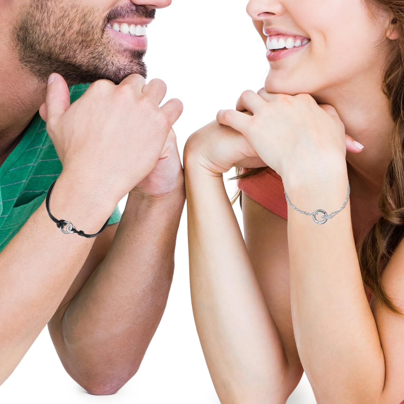 Vxddy Couples Bracelets Promise Matching Bracelet Interlocking Infinite French-Language Love Sterling Silver Couple Adjustable Jewelry Gift