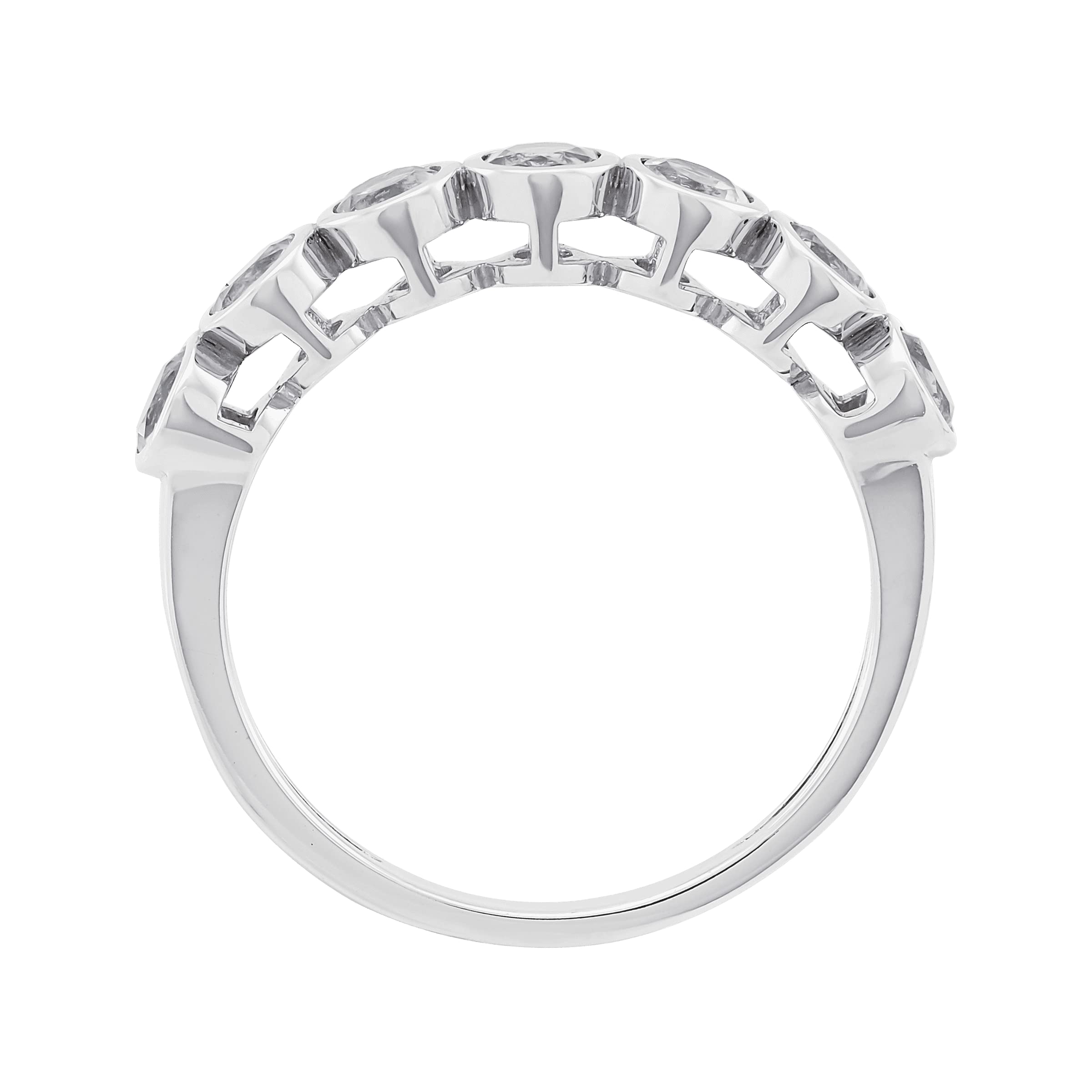 Welry Natural Aquamarine Seven Stone Band Ring in 10K White Gold, Size 8, Size 8