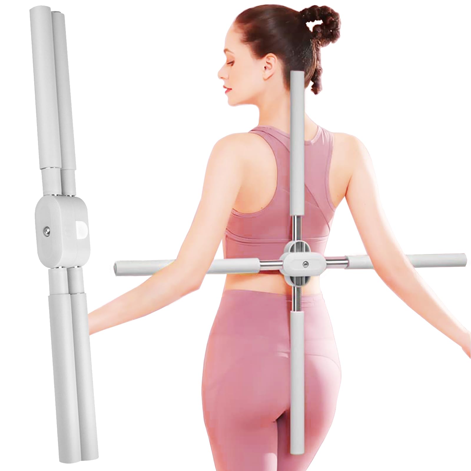 SMALLSHS Yoga Sticks Posture Corrector, Orthopedic Brace for Back, Shoulders, Chest, Hunchback, Straightening Aid, Stretching Tool, Adjustable 62cm-92cm (Grey)