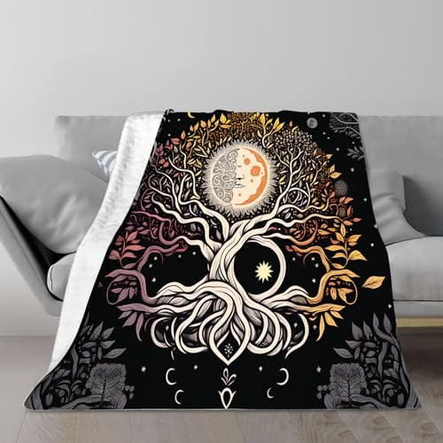 POSLAB Super Soft Throw Blanket Aesthetics Life Tree Printed Light Weight Plush Flannel Blankets Living Room Sofa Beding for Adults for All Season