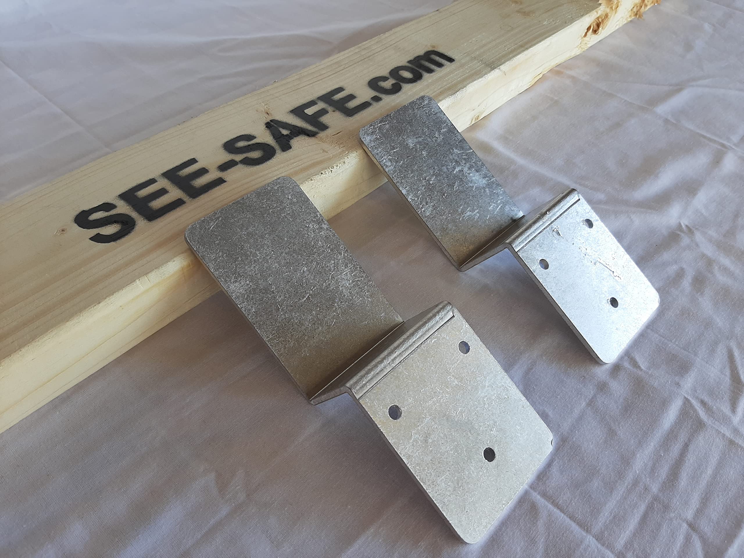 SEE-SAFE Drop Open Bar Security Barn Door Lock Brackets Fits 2x4 Boards 3" Wide 1 Pair Stopper Jammer Barricade