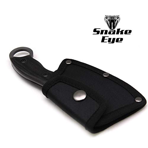 Snake Eye Tactical Heavy Duty Fixed Blade Cleaver Razor Style Hunting Knife w/Nylon Sheath (Grey)