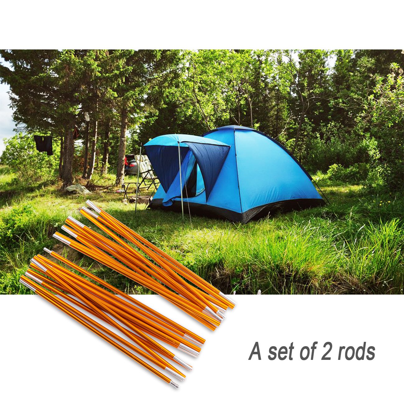 Overmont Camping Tent and Tarp Pole Replacement 142in x2 Aluminum Alloy Adjustable