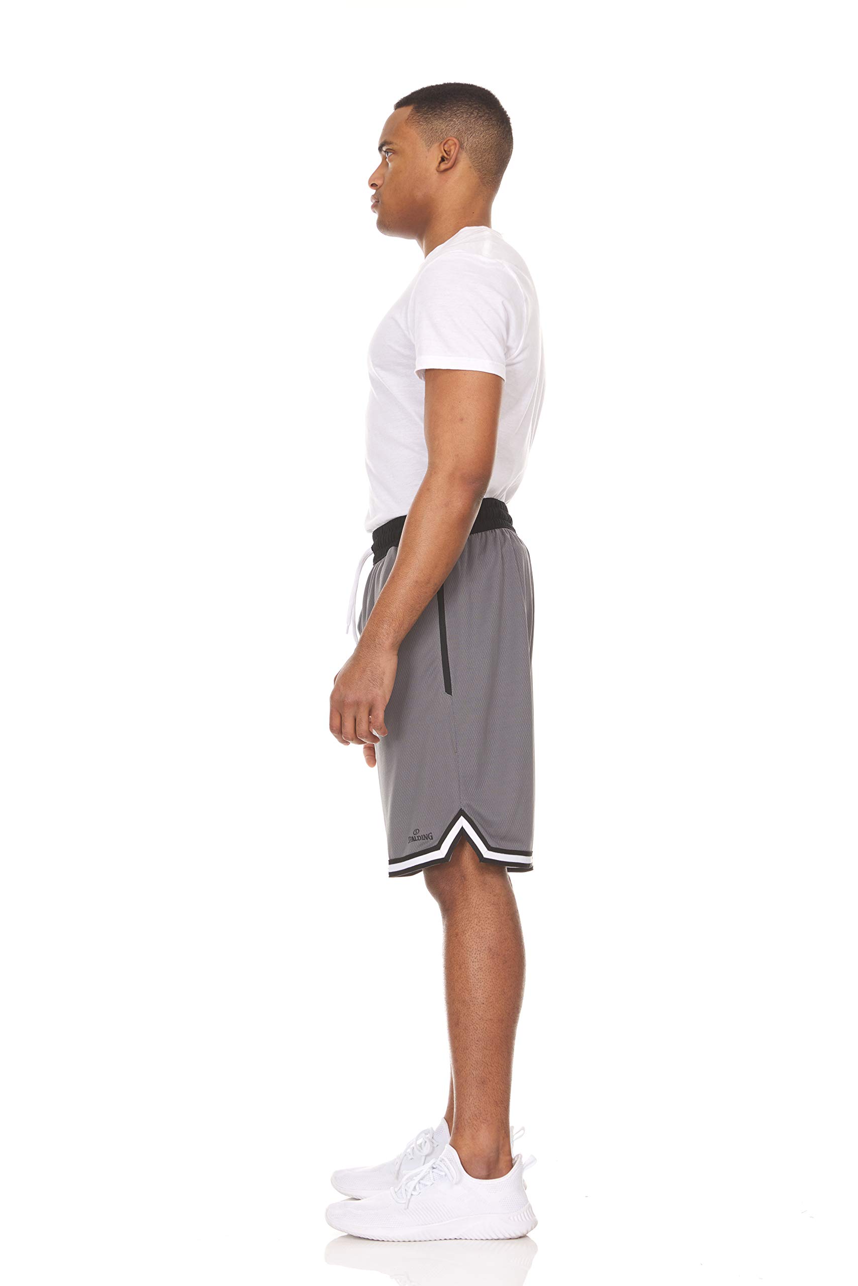 Spalding Mens Rise Basketball Short, 10" Inseam, Concrete, L