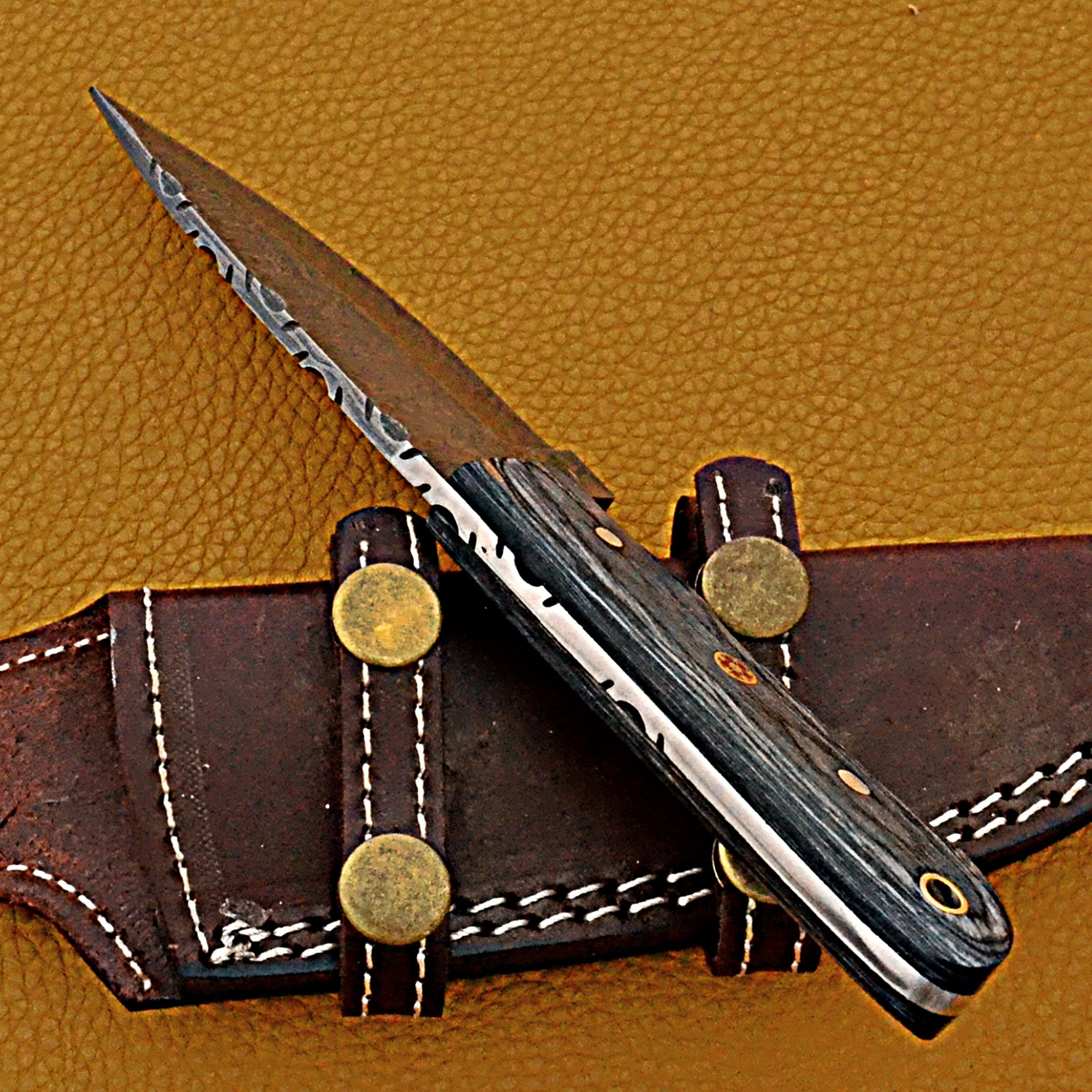 Smart & Sharp Custom Handmade Damascus Steel Hunting Knife Skinning Knife SS-17411 ( Black Wood ) (Black)