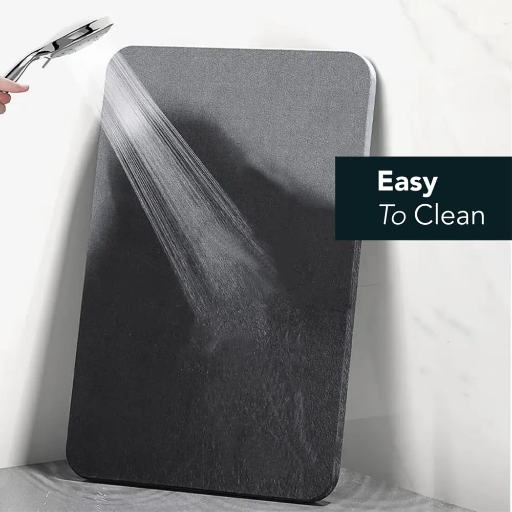 Stone Bath Mats for Bathroom | Diatomaceous Earth Shower Mat | Water Absorbing Bathroom Stone Mat Quick Dry | Fast Drying Diatomite Stone Bath Mat | Easy to Clean 23.6 x 15.5(White)