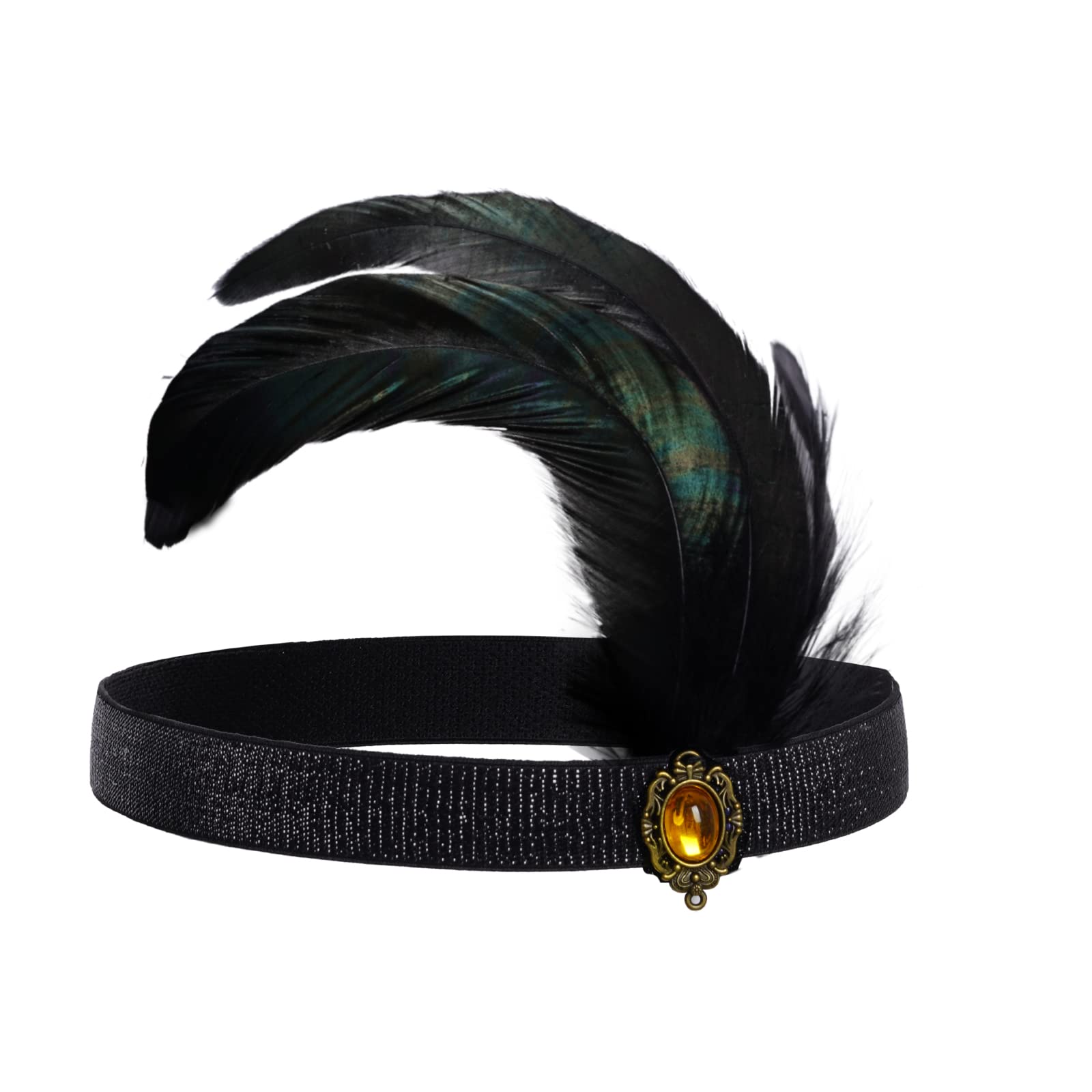 Tongcloud 12pcs 1920s Flapper Feather Headband Costume Flapper Headpiece Feather Headband Gatsby Headpiece for Women Girls Theme Party(Black)