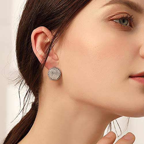 TONLUYAX Silver-Tone Clip on Earrings for Women Not Pierced Big Hammered Texture Disc Clip Earrings