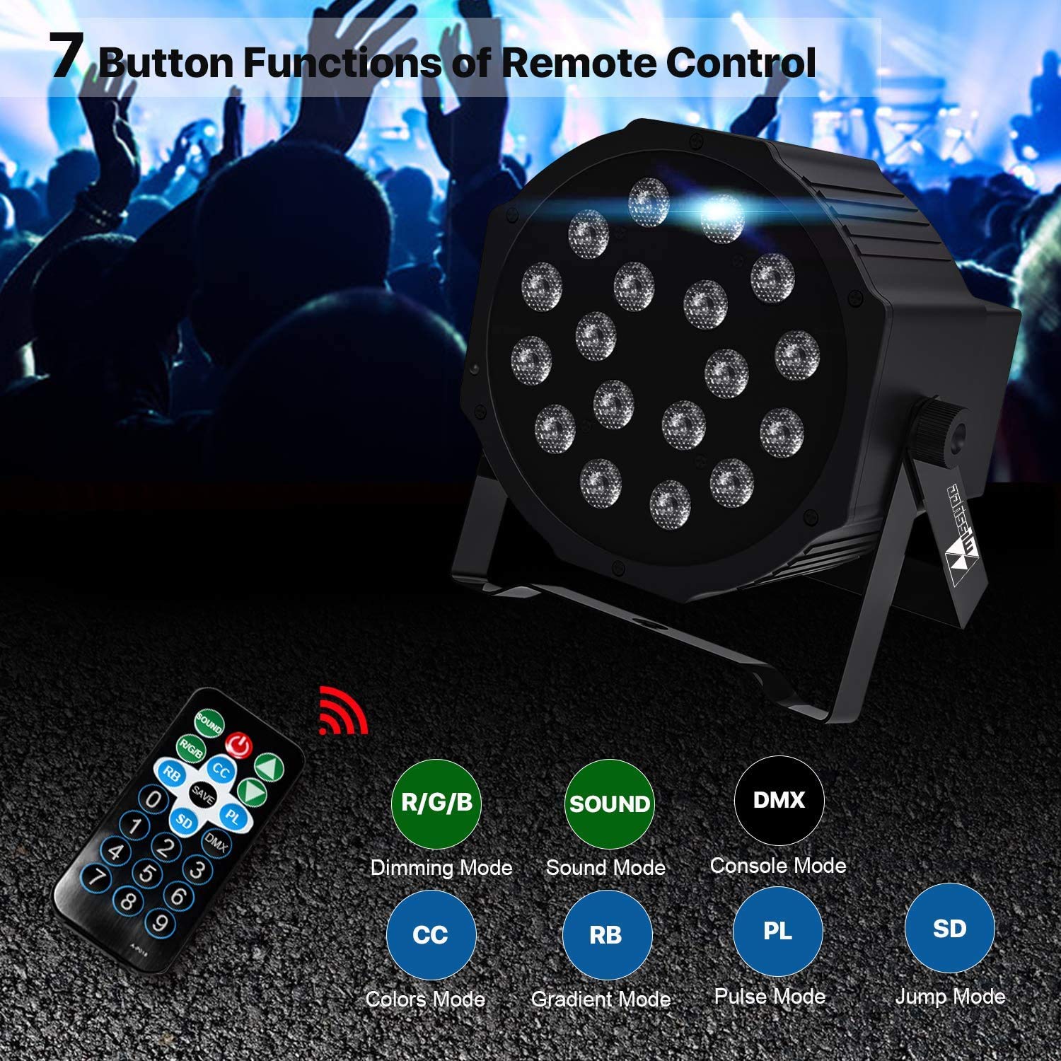 Uplights 18 RGB Led UpLights, Missyee Sound Activated DMX Uplighting, LED Par Can Lights with Remote Control, DJ Uplighting Package for Wedding Birthday Home Party (4 pcs)